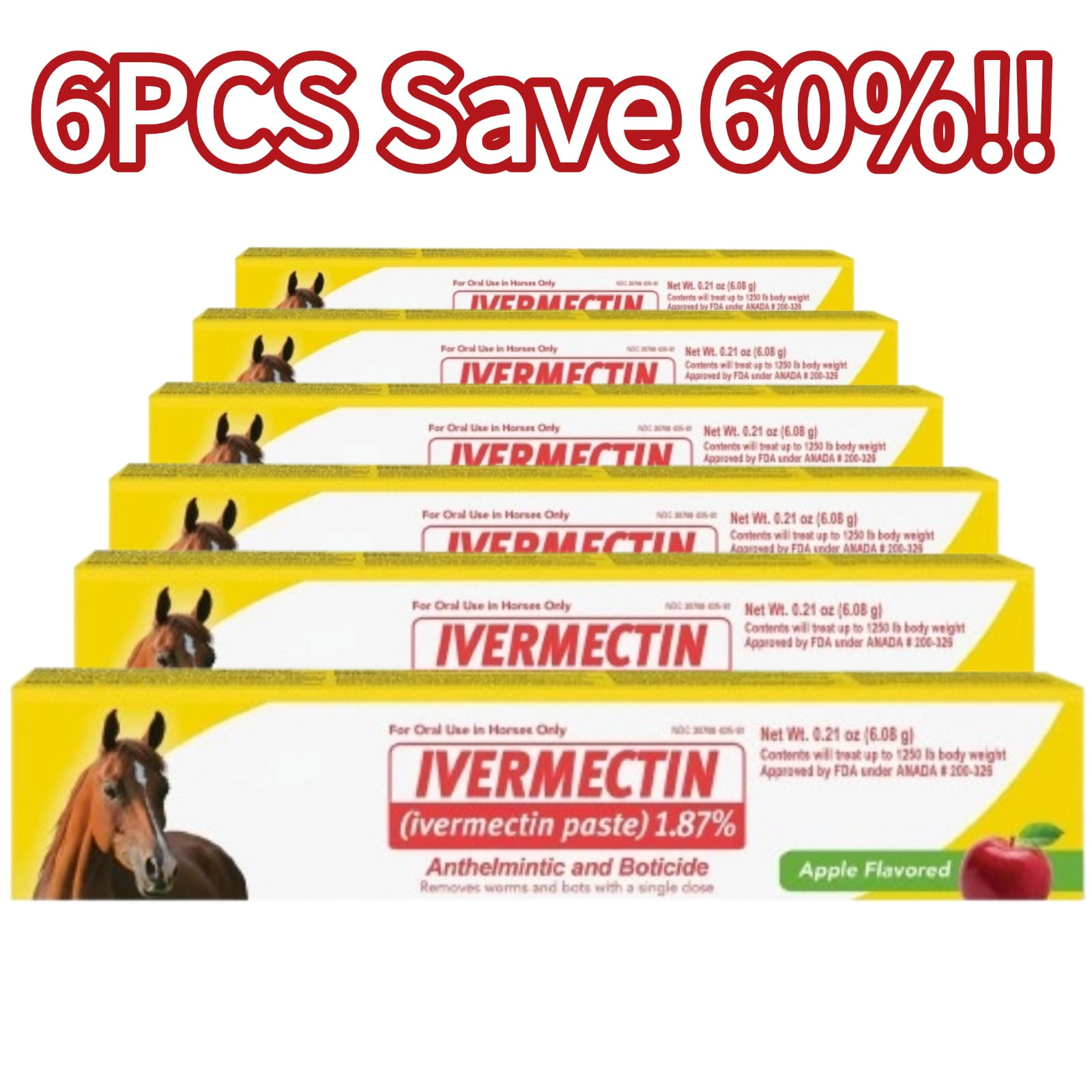 Pyrantel Paste Wormer, Apple Flavored Horse Dewormer control of large ...