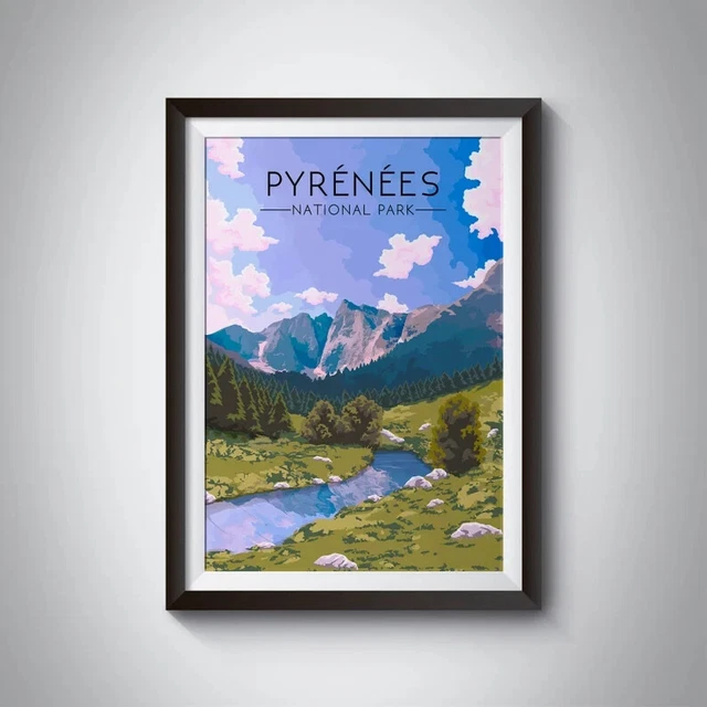 Pyrenees National Park Poster, France Travel Print, Vintage Travel ...