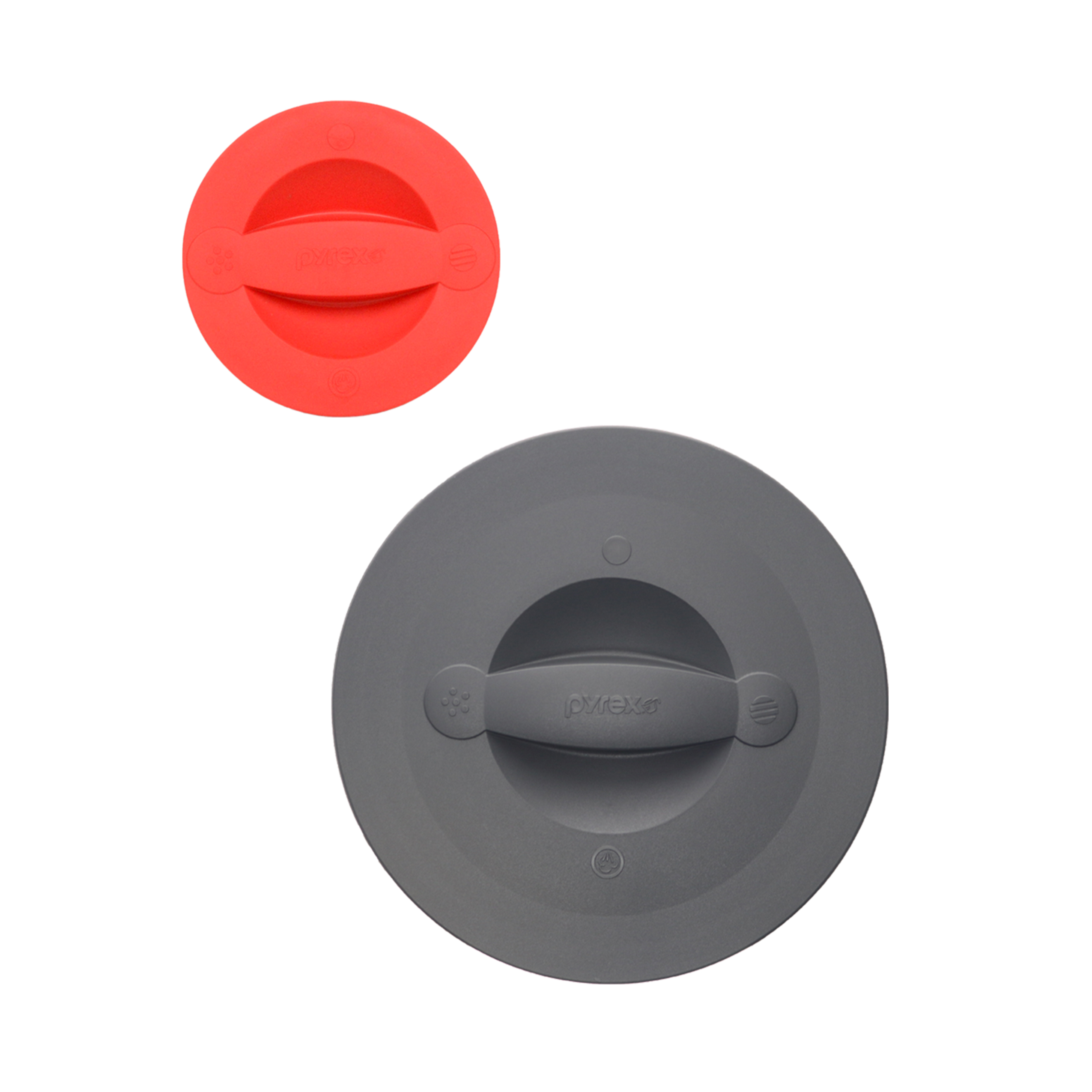 Pyrex (1) 516-RRD-PC Black 2-Cup Lid, & (1) 564-RRD-PC Red 8-Cup Lid ...