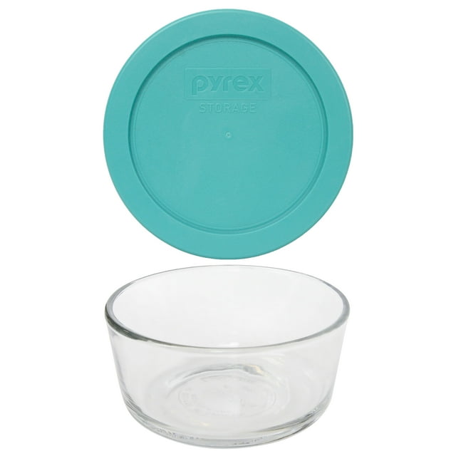 Pyrex (1) 7200 2-Cup Glass Bowl & (1) 7200-PC Turquoise Blue Lid ...