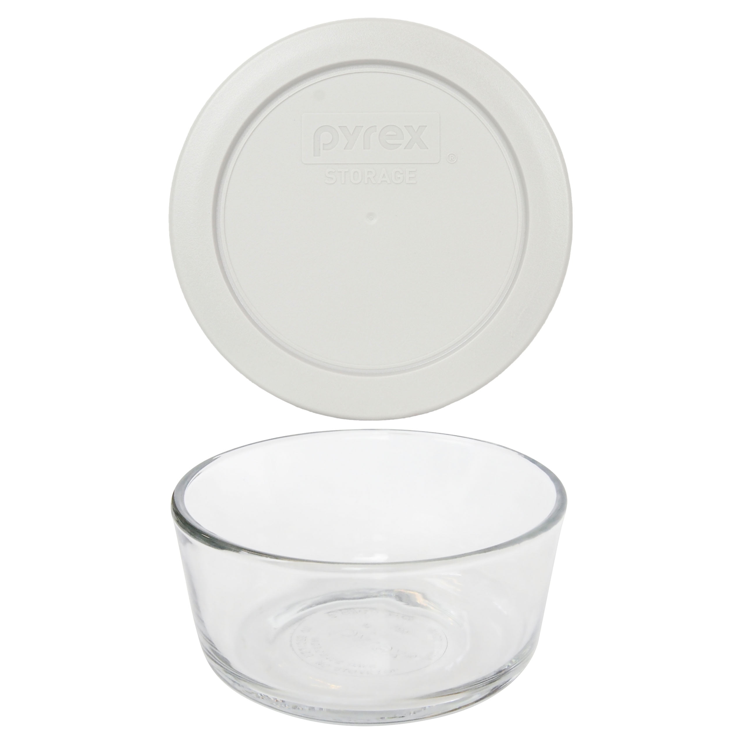 Pyrex (1) 7200 2-Cup Glass Bowl, & (1) 7200-PC Sleek Silver Plastic Lid ...