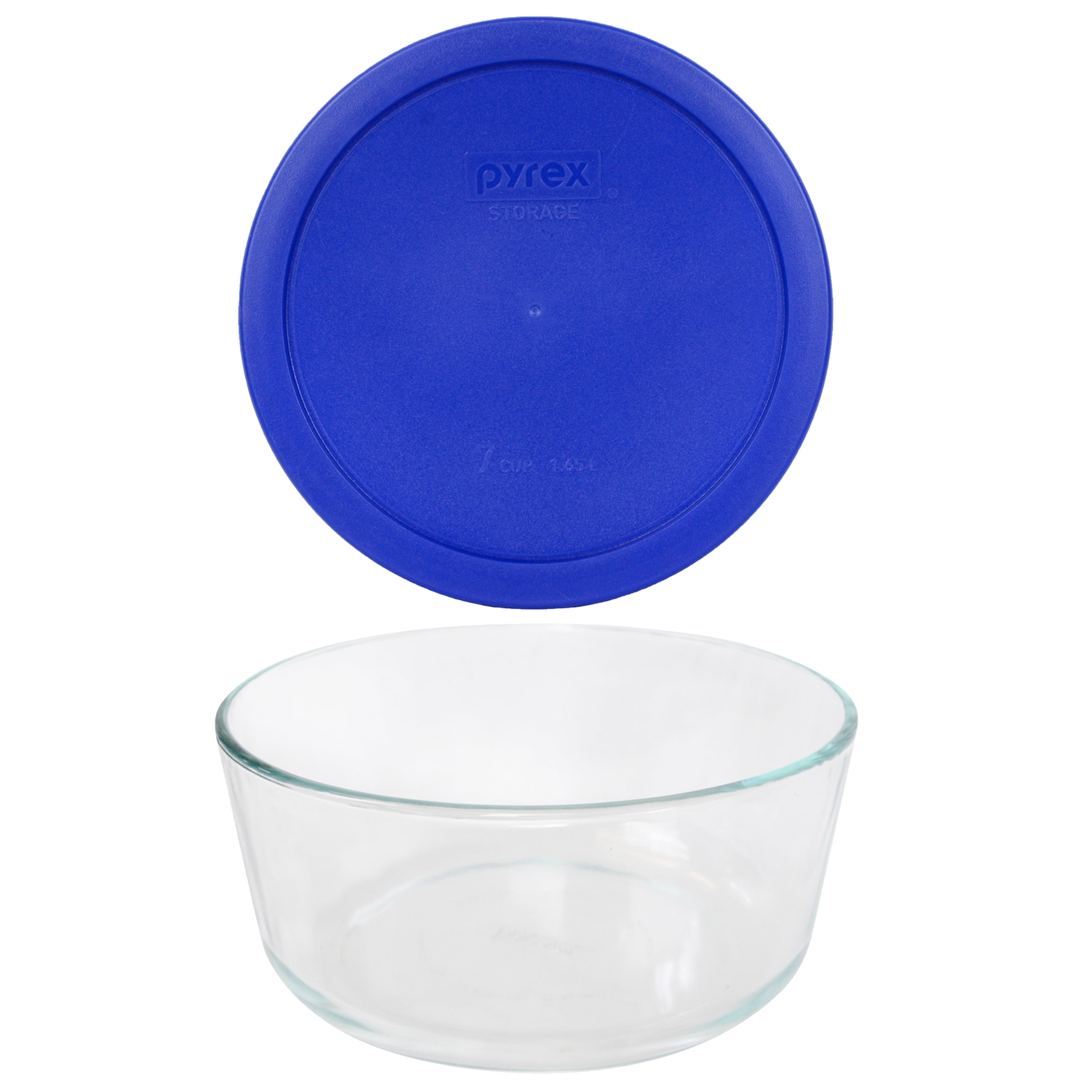 Pyrex (1) 7203 7-Cup Glass Bowl & (1) 7402-PC Cadet Blue Plastic Lid ...