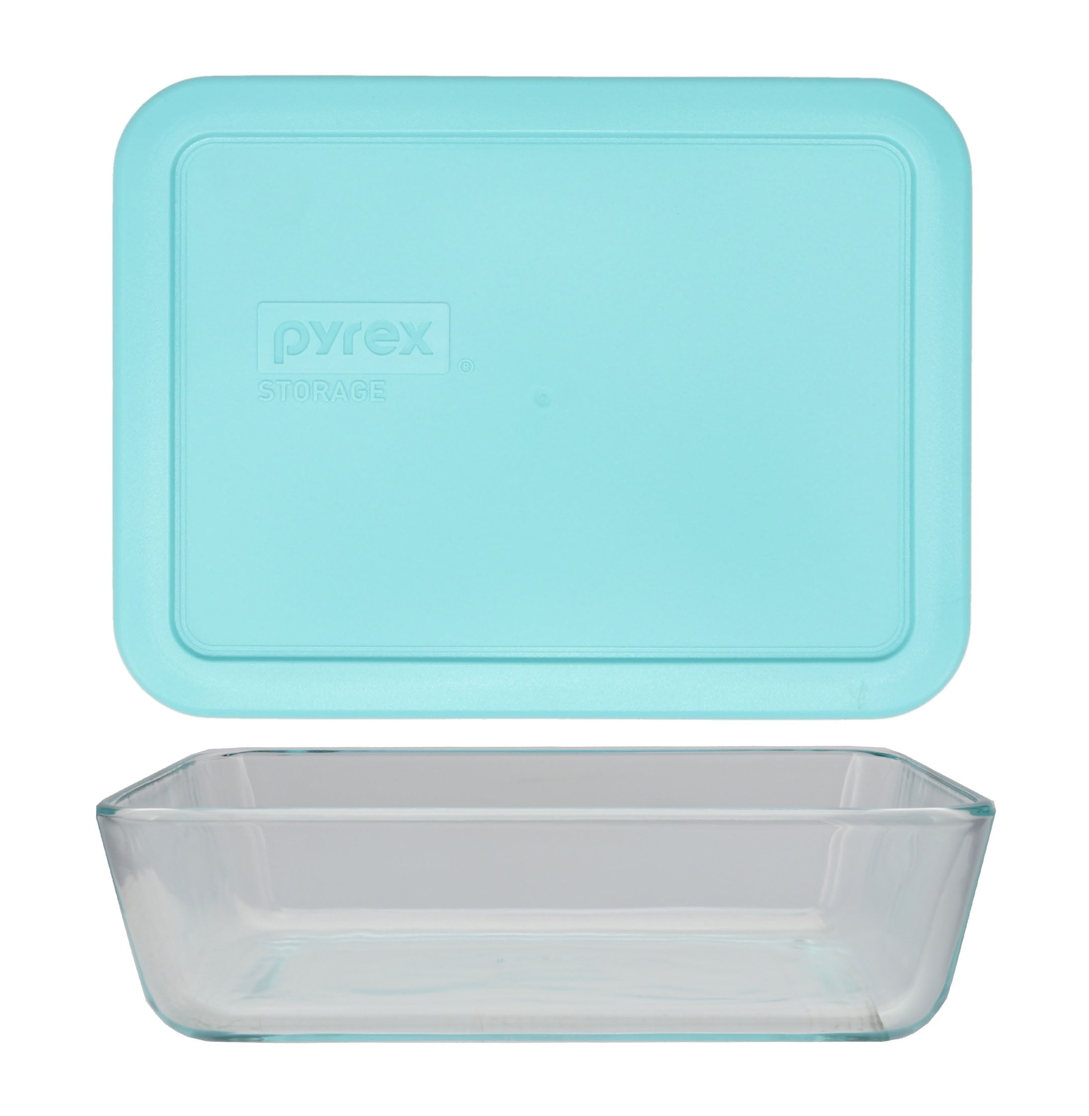 Pyrex (1) 7210 3-Cup Glass Dish & (1) 7210-PC Sun Bleached Turquoise Lid - Walmart.com