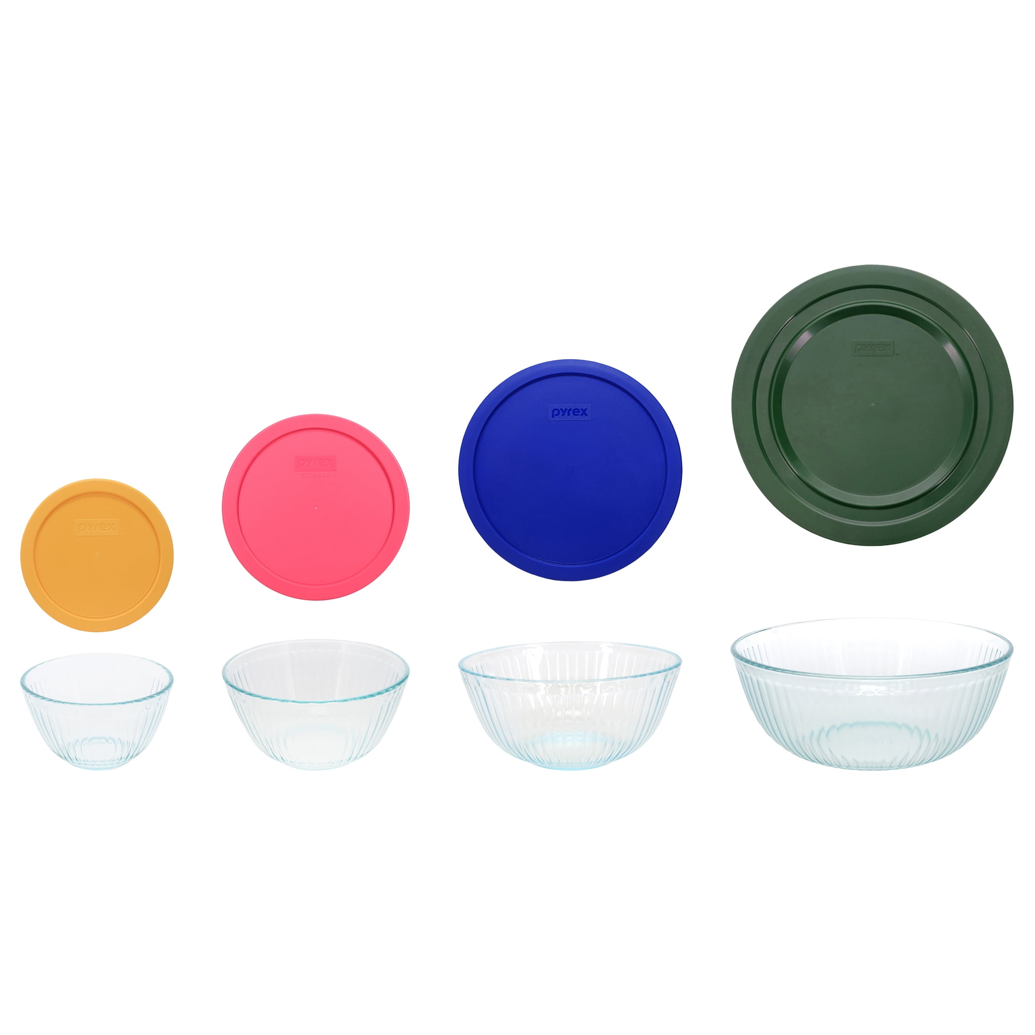 Pyrex (1) 7401 Mixing Bowl with Lemon Drop Yellow, (1) 7402 Mixing Bowl with Fuchsia Pink, (1 ...