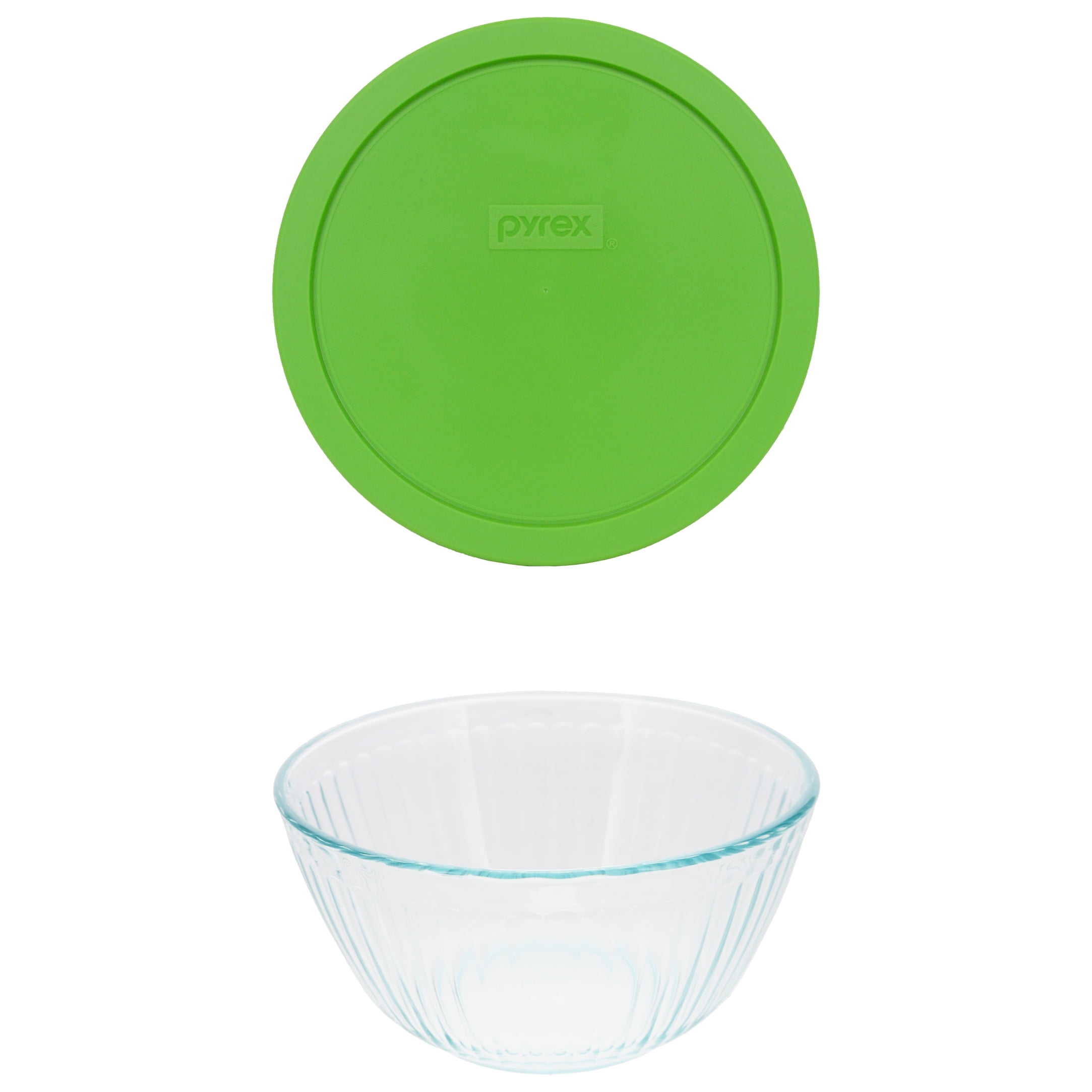 Pyrex (1) 7402 6-Cup Sculpted Glass Mixing Bowl and (1) 7402-PC 6/7-Cup ...