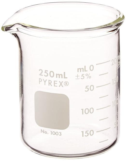 Pyrex 1003-250CN Heavy Duty Griffin 1003 250mL Beaker Double Scale Grad ...