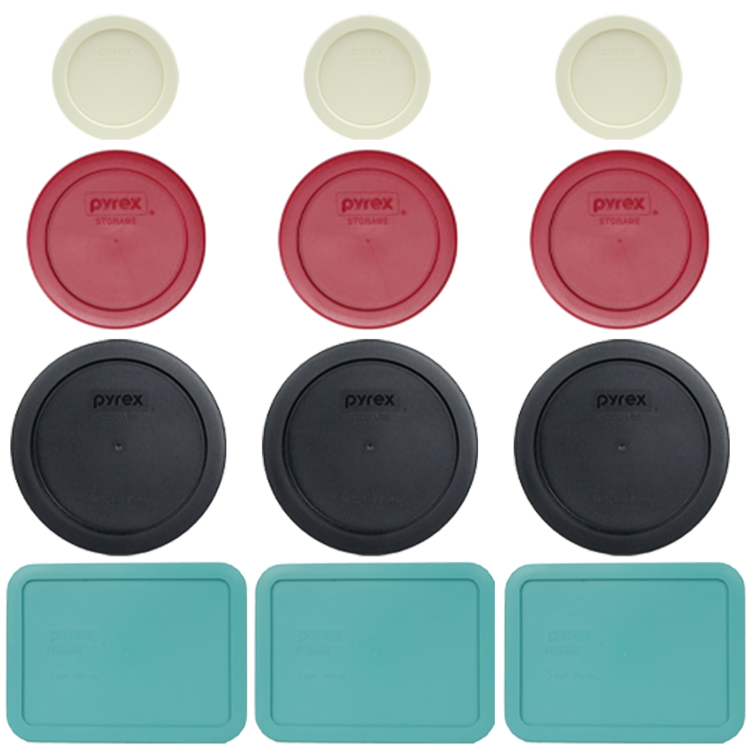 Pyrex 12-Piece BPA-Free Plastic Lid Bundle for Four Container Set in ...