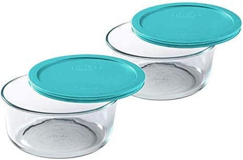 Pyrex Set of (2) 7200 2-Cup Round Food Container with Clear Glass Bowls ...