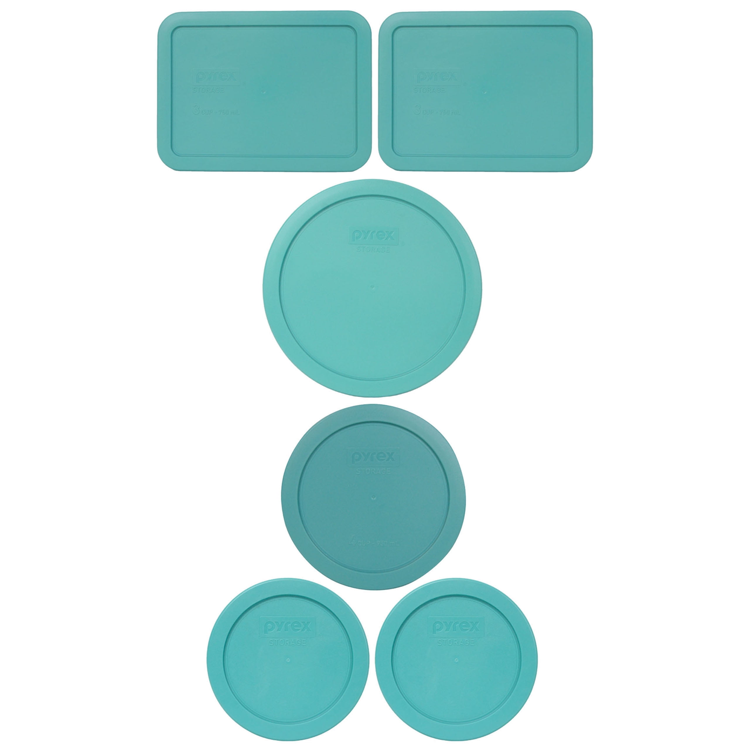 Pyrex Turquoise Plastic Storage Replacement Lids Set - (2) 7200-PC, (1 ...