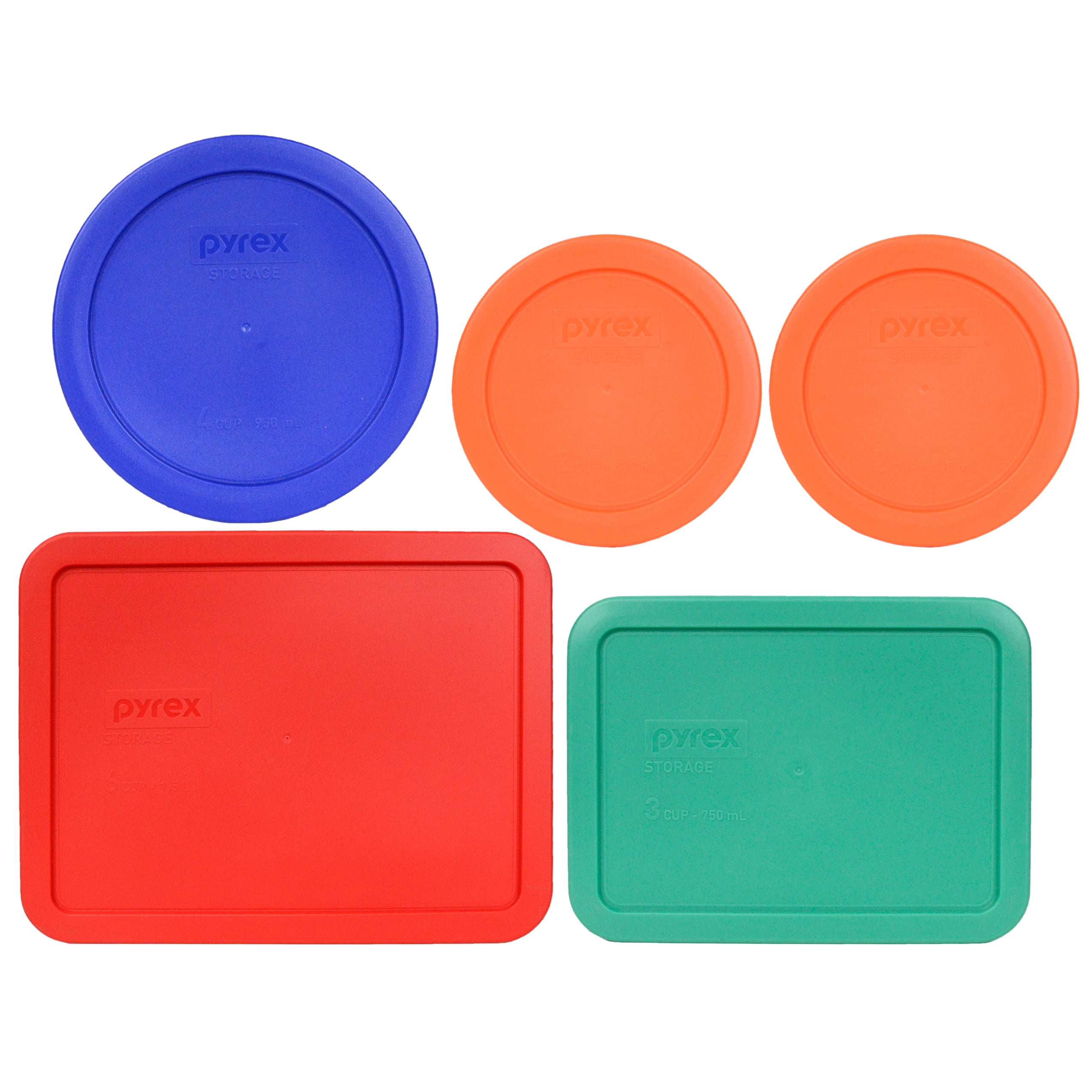 Pyrex 5-Piece Simply Store Replacement Lid Set: (2) 7200-PC Orange, (1 ...