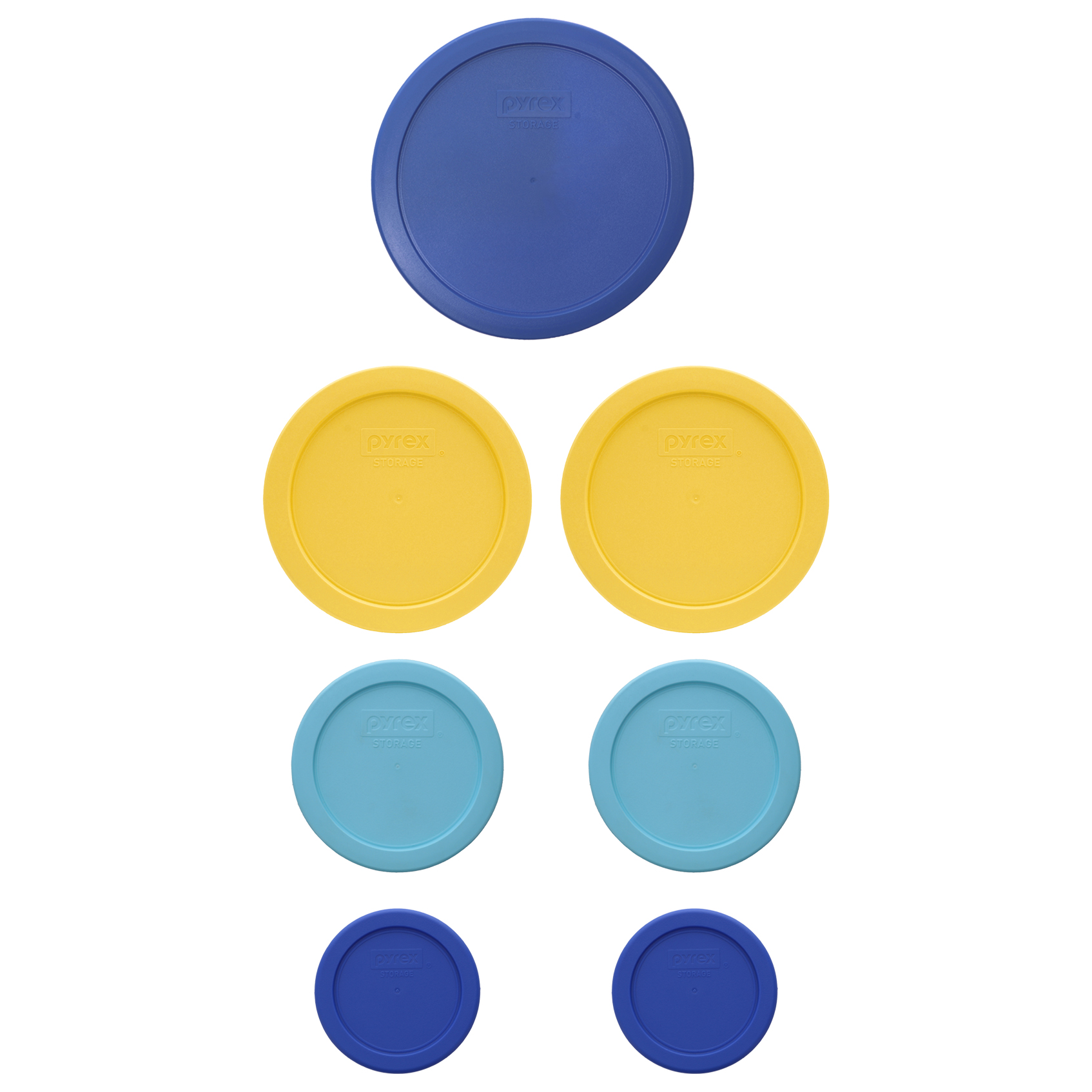Pyrex (2) 7202-PC 1c Amparo Blue Lid and (2) 7200-PC 2c Splash Blue Lid ...
