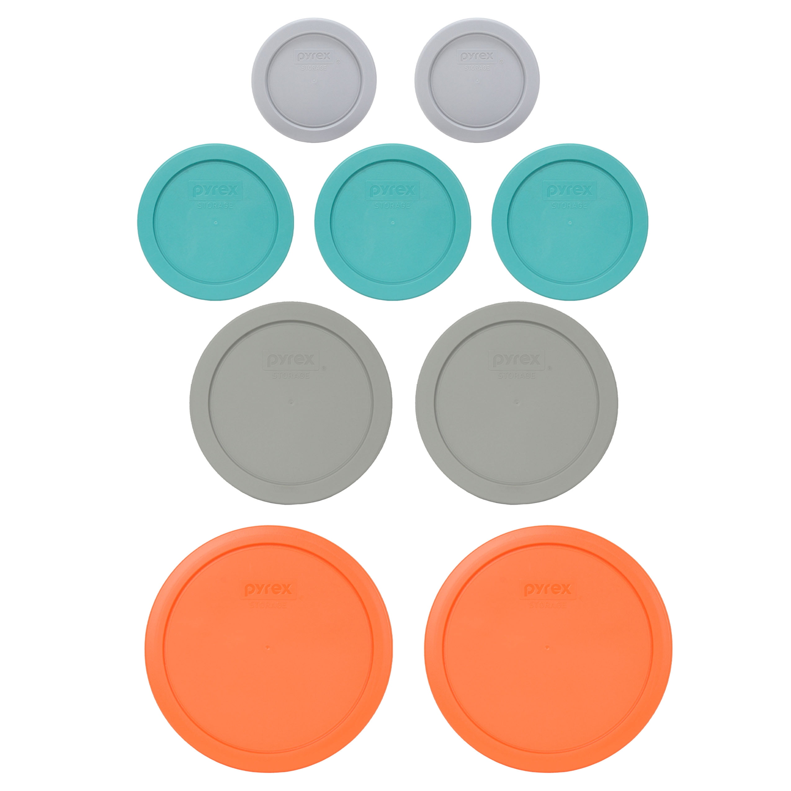 Pyrex (2) 7202-PC Jet Grey, (3) 7200-PC Turquoise, (2) 7201-PC Jet Grey ...