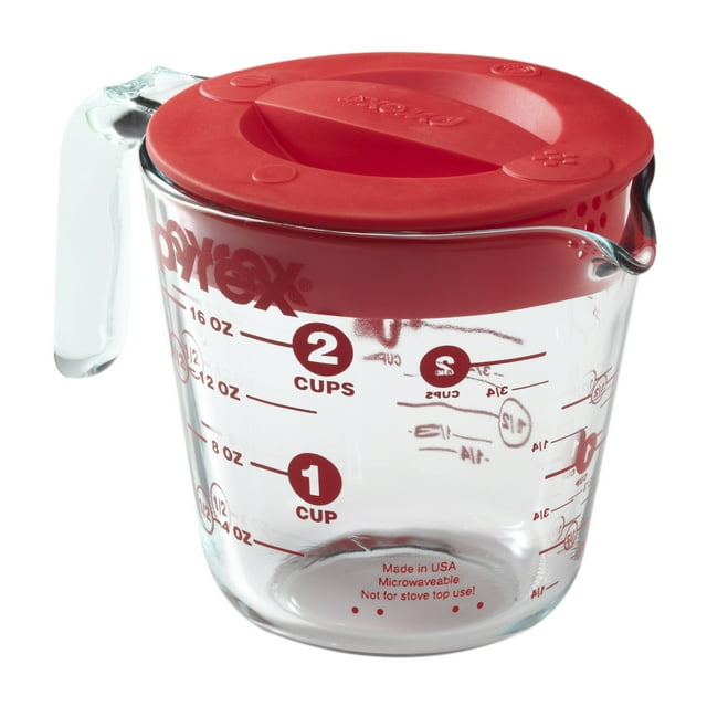 Pyrex 2 cups Glass/Plastic Clear/Red Measuring Cup - Walmart.com