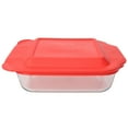 Pyrex 222 Square Glass Baking Dish w/ 222-PC Red Plastic Lid Cover ...