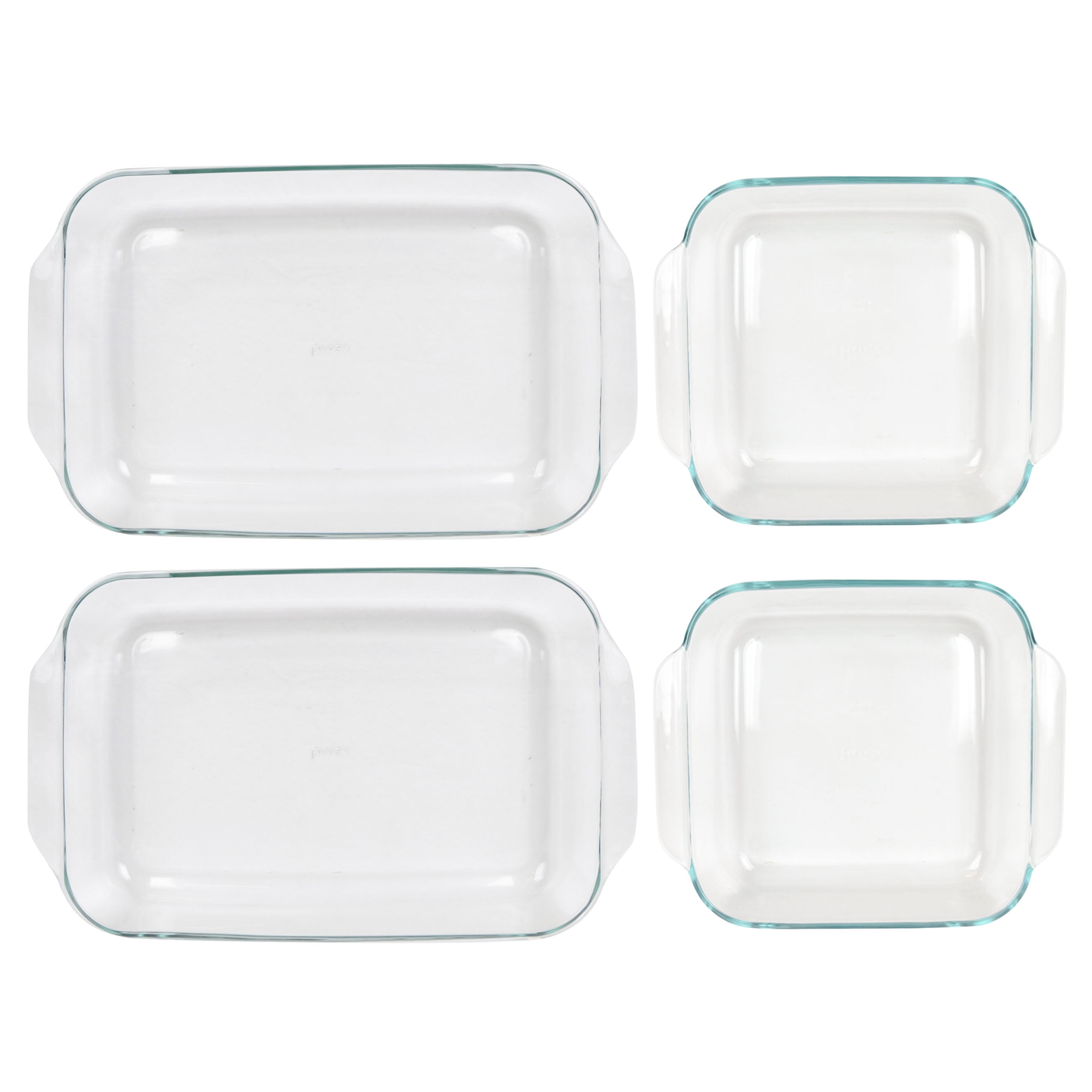 Pyrex 233 3-Qt Rectangle and 222 2-Qt Square Clear Glass Baking Dishes ...