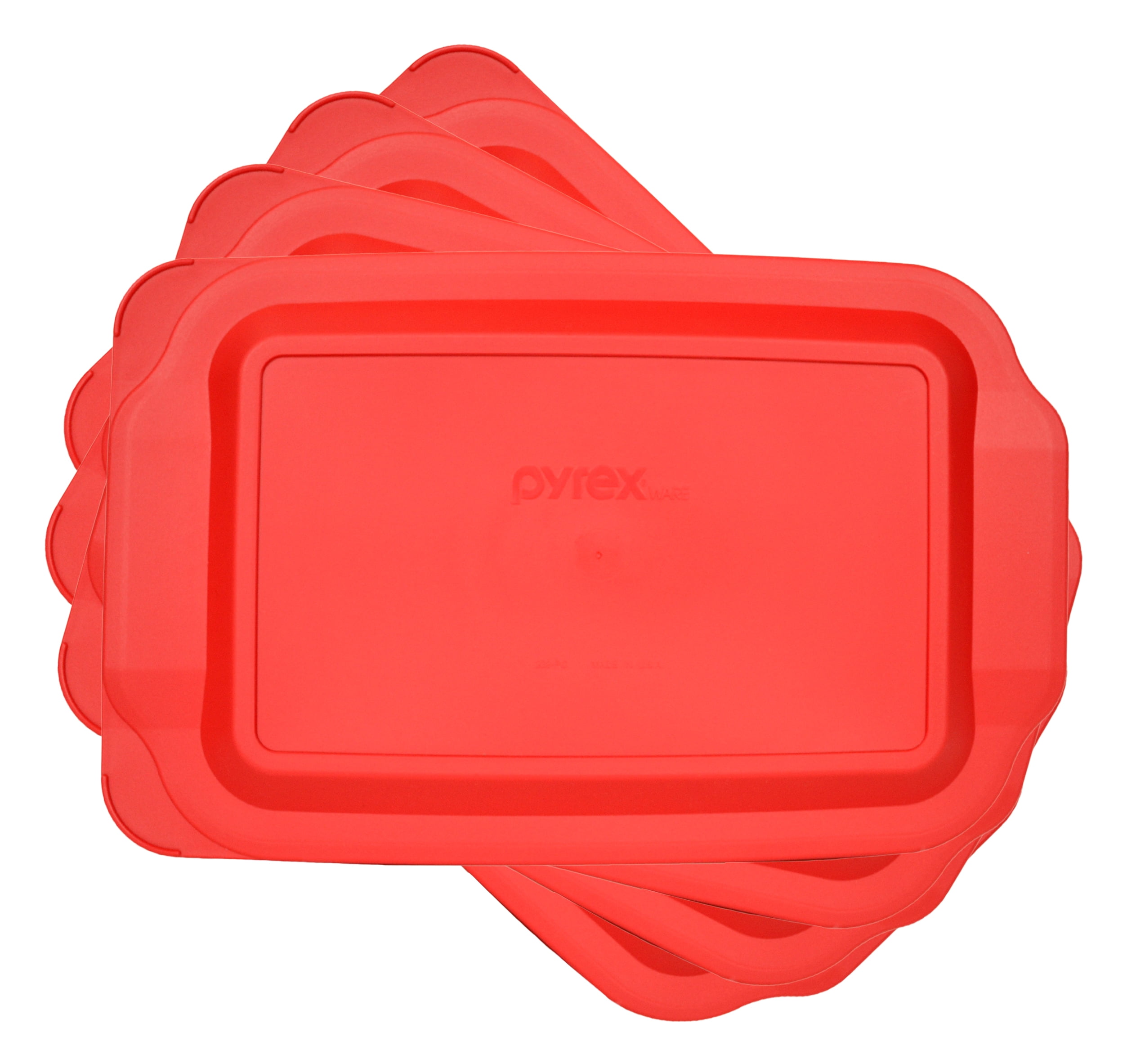 Pyrex 233-PC Red Plastic Rectangle Storage Replacement Lid Cover (4 ...