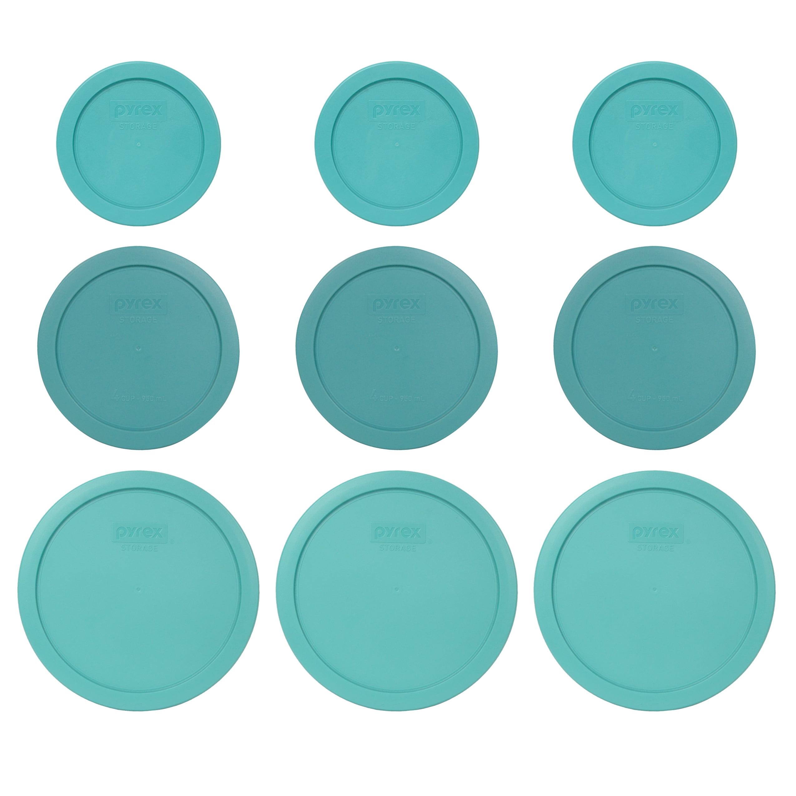 Pyrex Turquoise Food Storage Replacement Lids - Set of 9 Glass Plastic ...