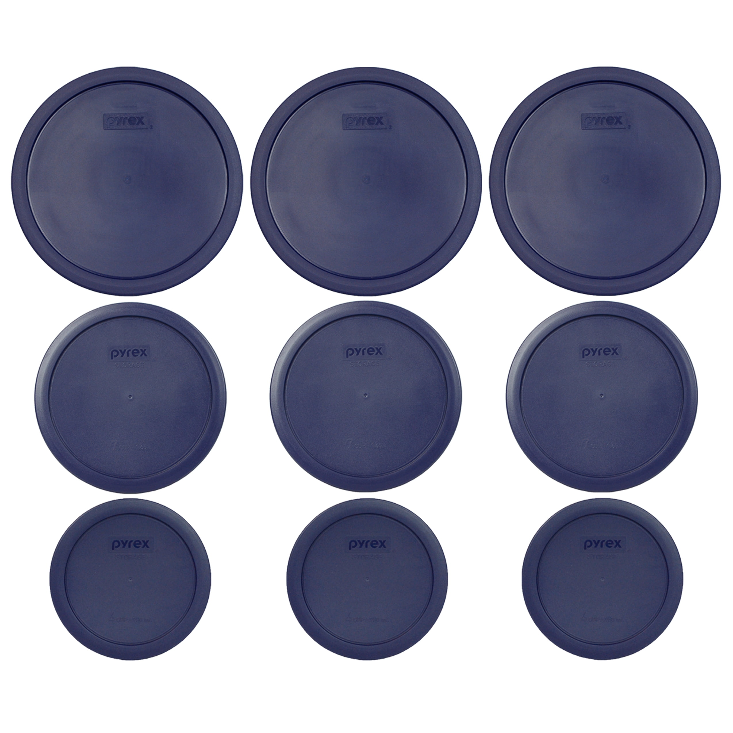 Pyrex (3) 7403-PC, (3) 7402-PC, and (3) 7201-PC Blue Plastic Storage ...
