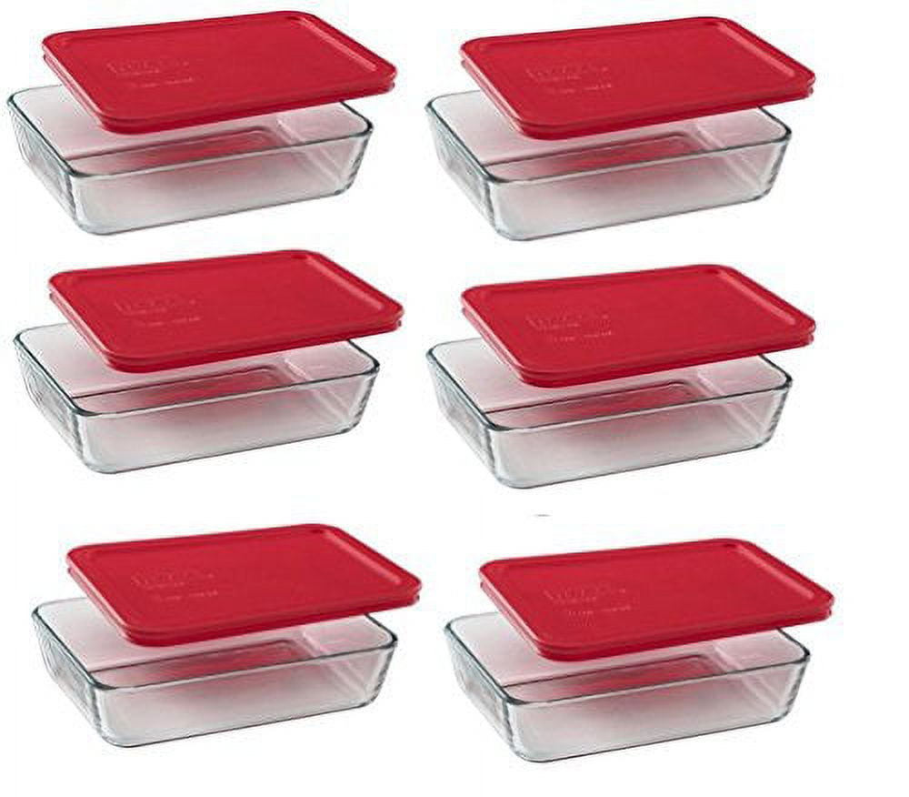 Pyrex 3-Cup Rectangle Food Storage Container (Value Pack of 6 ...