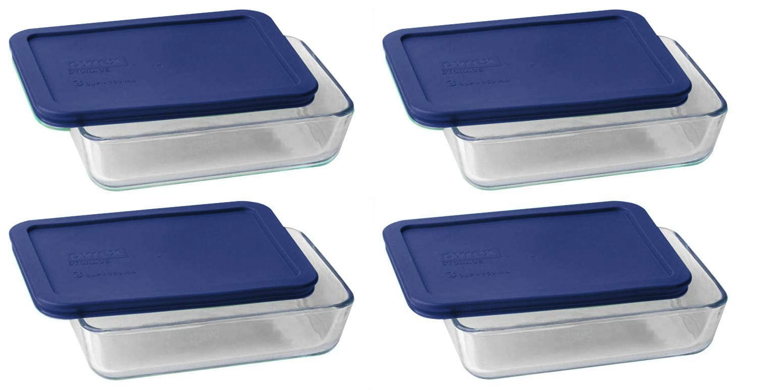 Pyrex 3 Cup Storage Plus Rectangular Dish With Plastic Cover (4) C40 ...