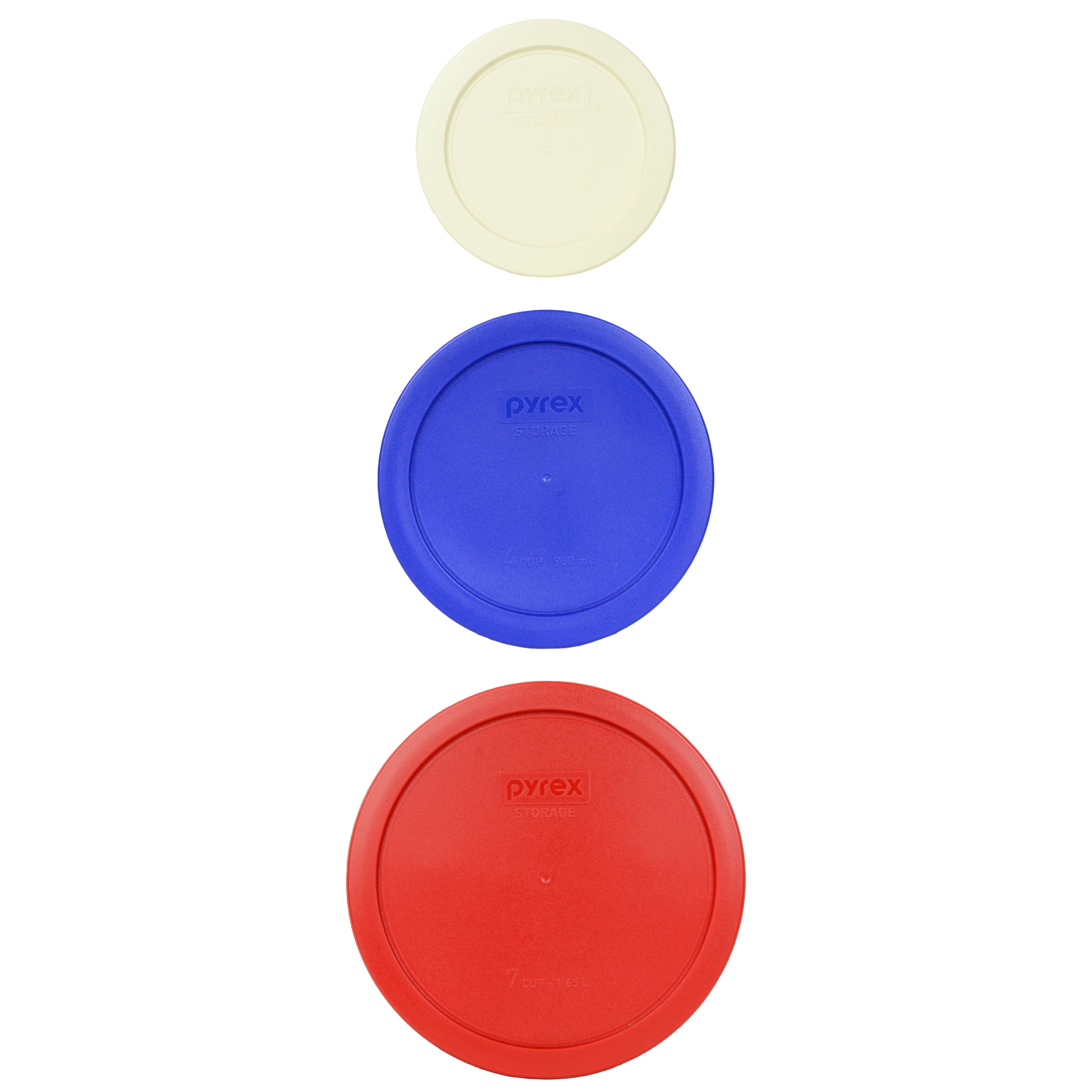Pyrex Lid Set for 7200 2-Cup, 7201 4-Cup, 7203 7-Cup Glass Bowls ...