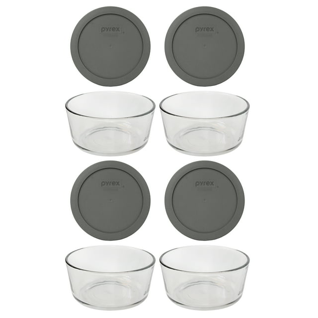 Free Shipping! Pyrex (4) 7201 4-Cup Glass Storage Bowls and (4) 7201-PC ...