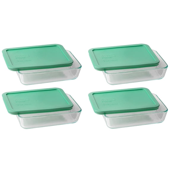 Pyrex, Glass Food Storage Dishes, 3 Cup, Light Green Lids Set of 4 ...