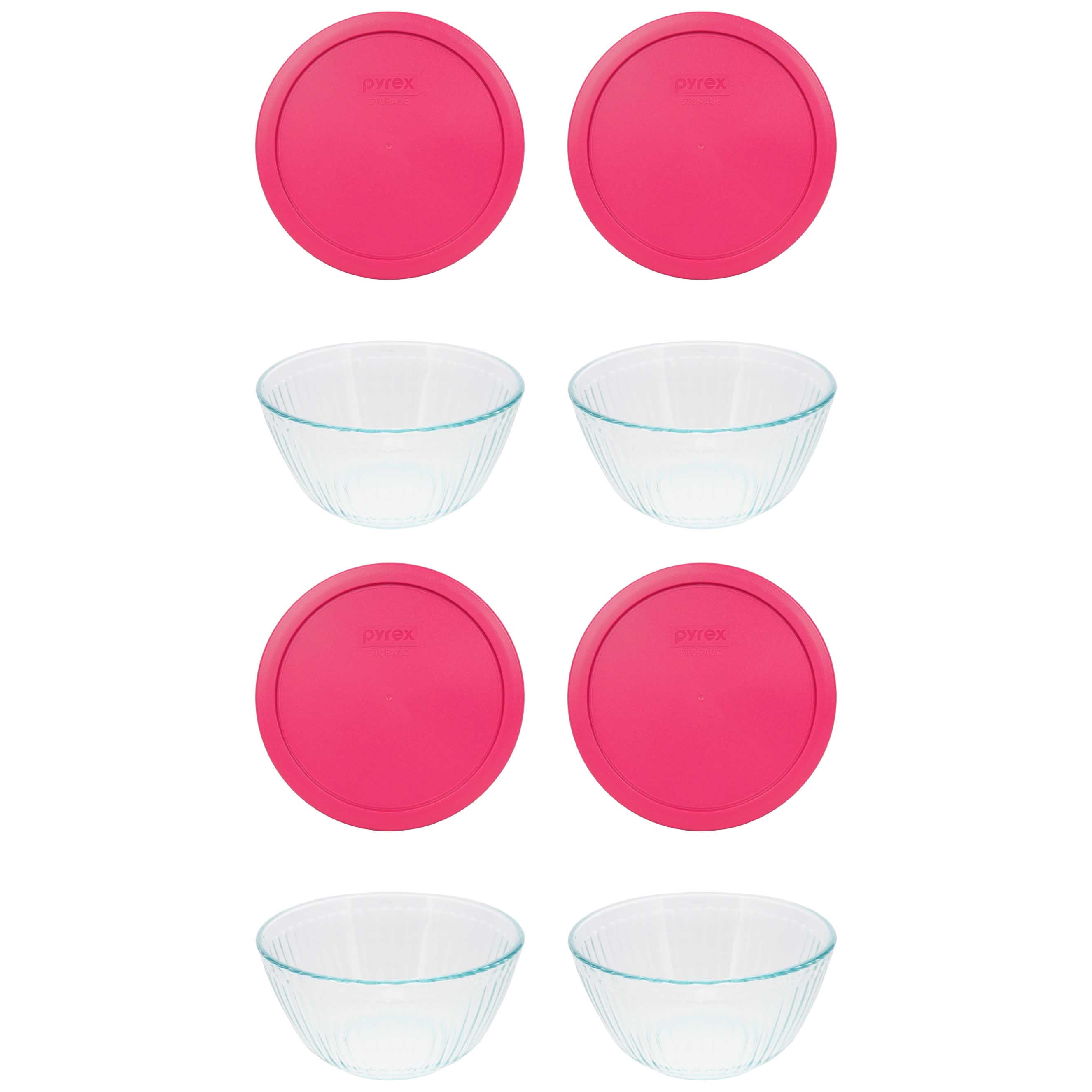 Pyrex (4) 7402 6-Cup Sculpted Glass Mixing Bowls and (4) 7402-PC 6/7 ...