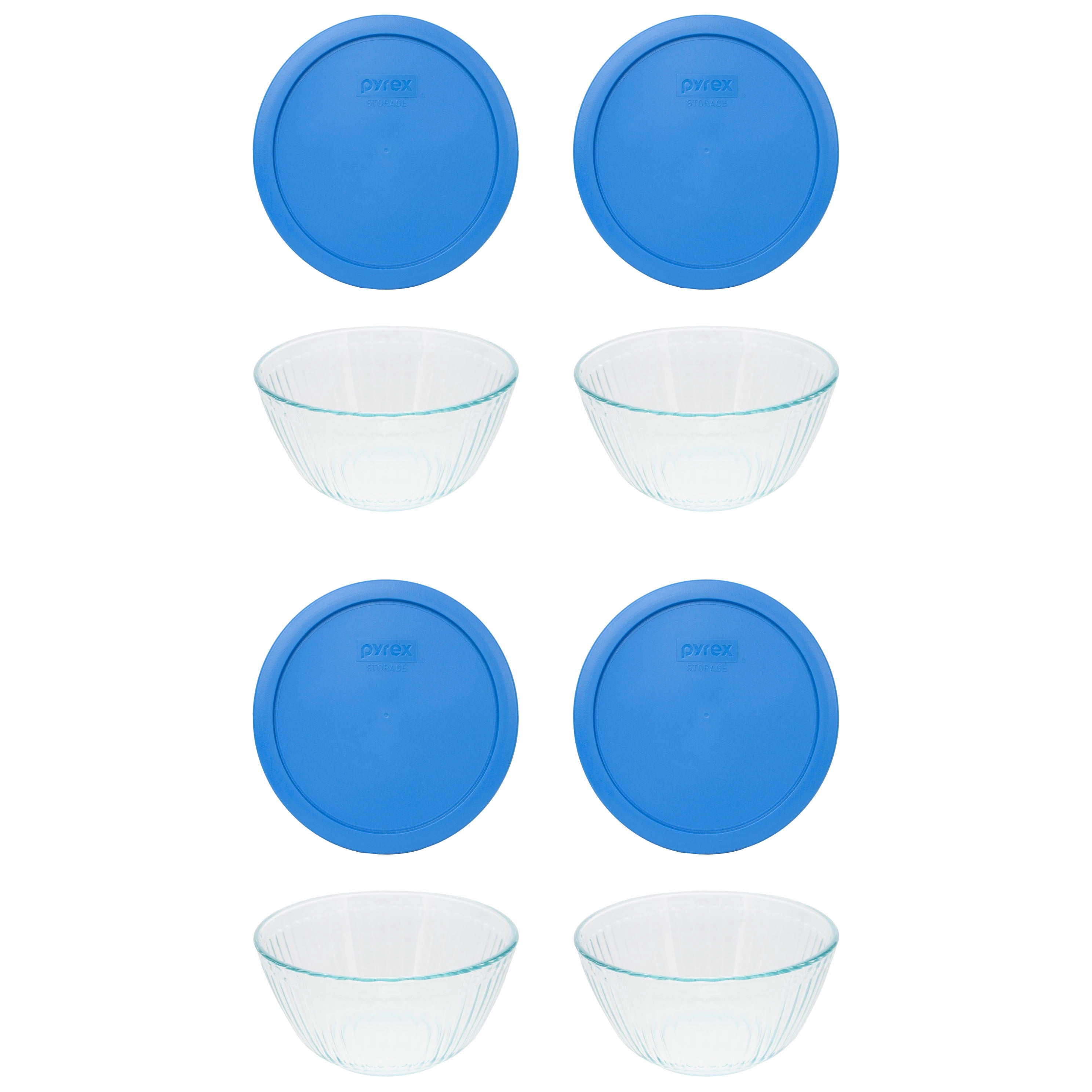 Pyrex 7402 6-Cup Sculpted Glass Mixing Bowls and 7402-PC 6/7-Cup Marine ...