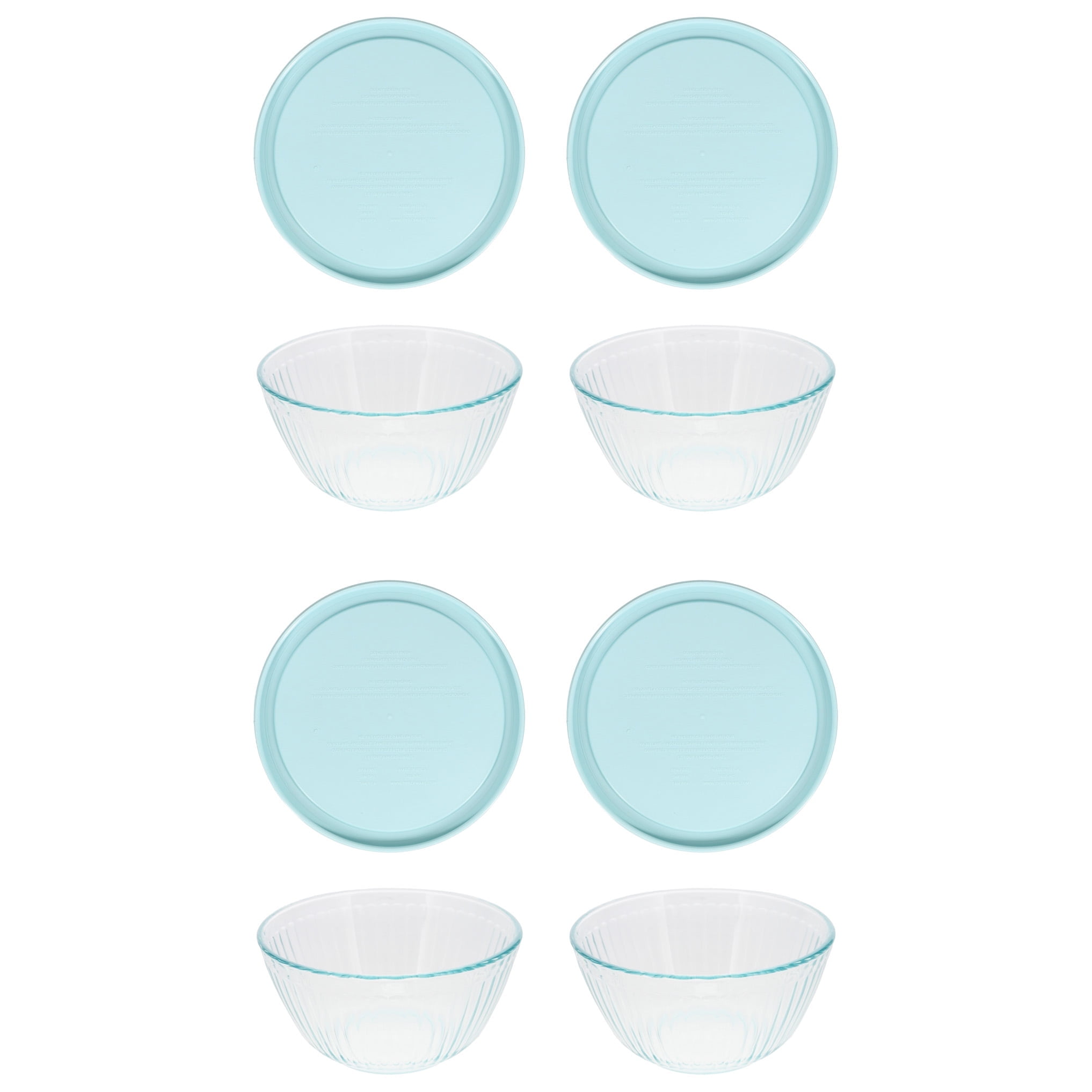 Pyrex (4) 7402 6-Cup Sculpted Glass Mixing Bowls and (4) 7402-PC 6/7 ...