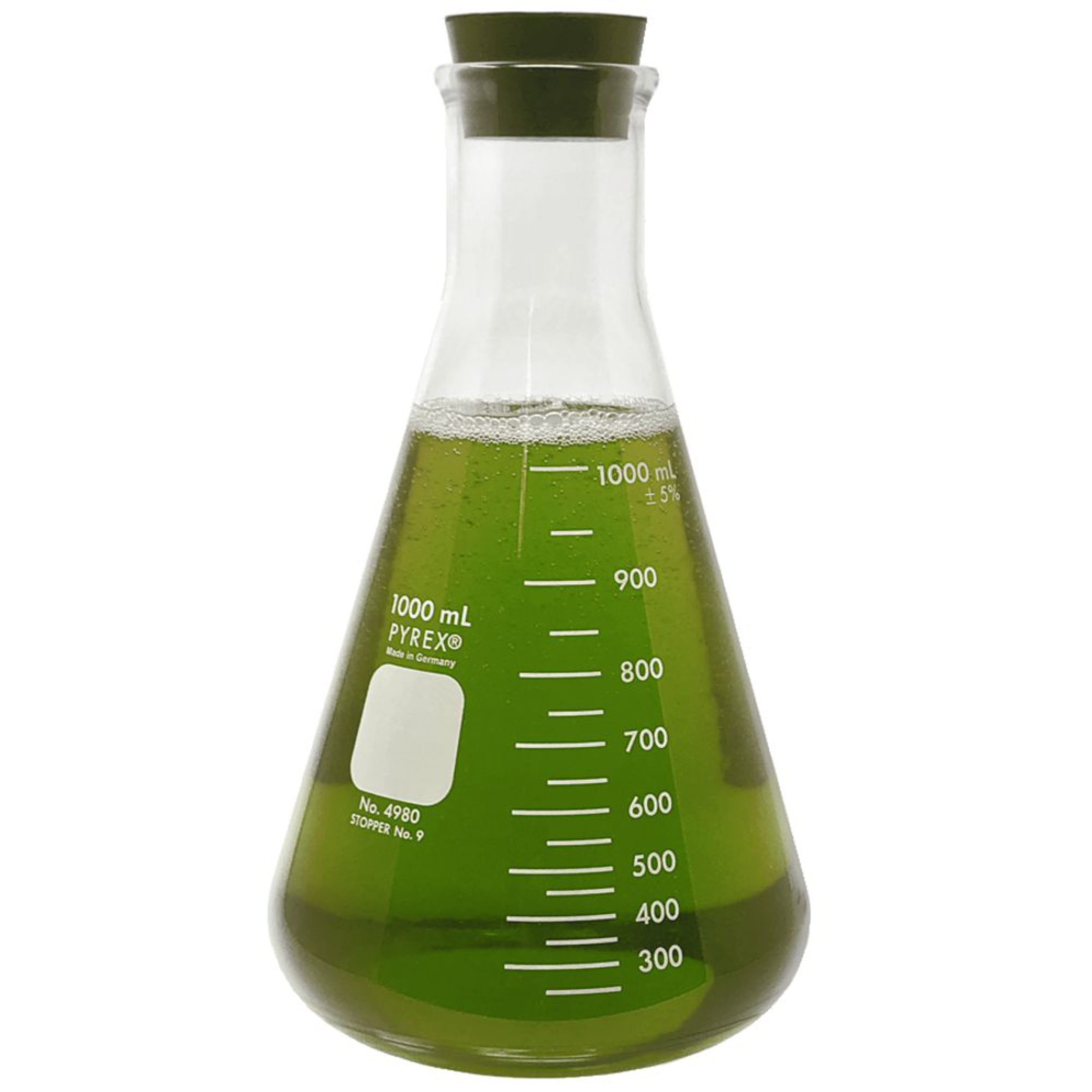 Pyrex #4980-1L, 1000ml Narrow Mouth Erlenmeyer Flask with Rubber ...