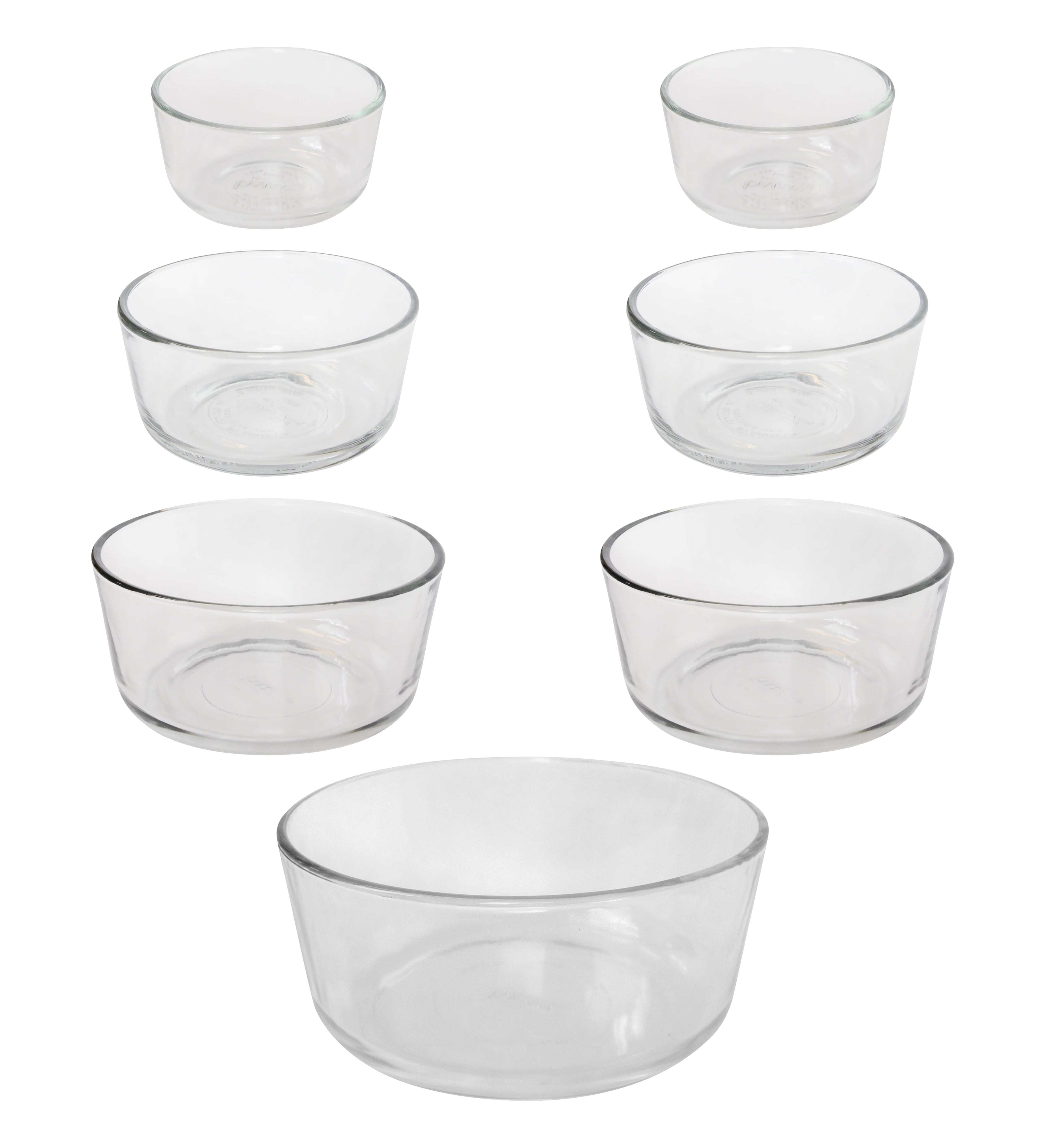Pyrex 7 Clear Glass Bowls Bundle for 1-cup, 2-cup, 4-cup, 6/7-cup ...