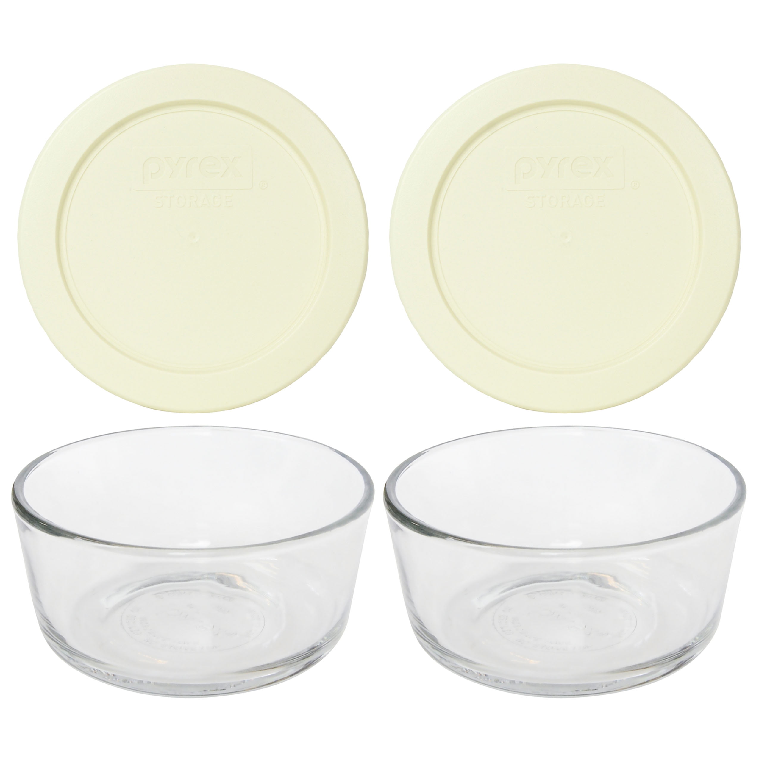 Pyrex 7200 2-Cup Glass Bowls & 7200-PC Sour Cream Lids (2-Pack ...