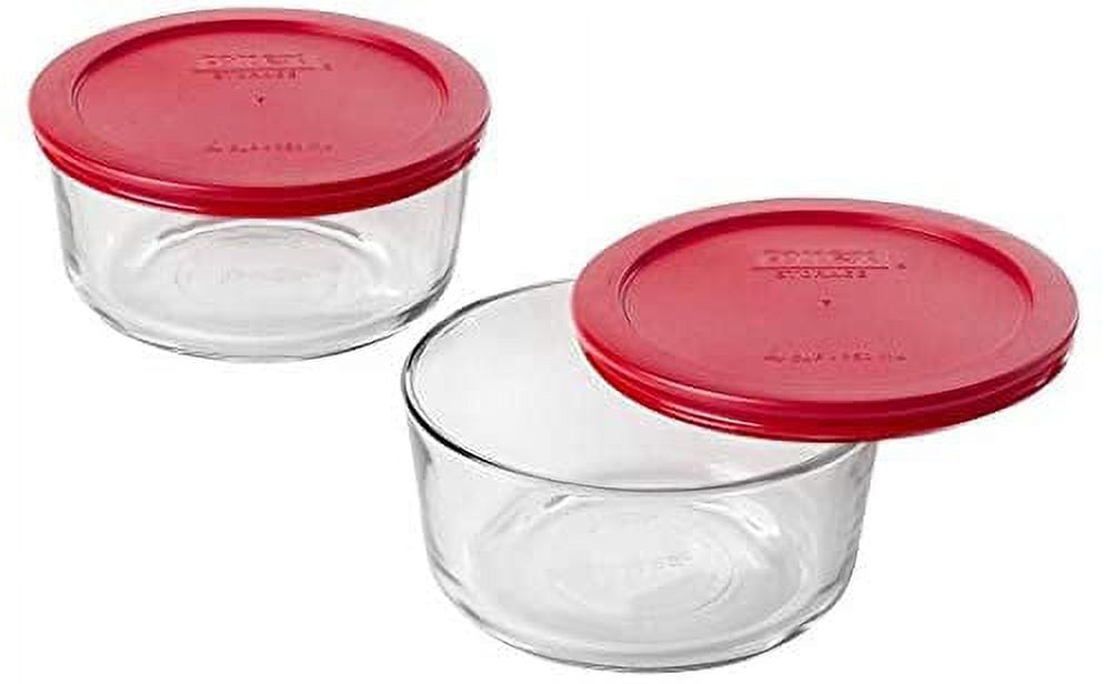 Pyrex 7200 2-Cup Glass Food Storage Bowl and 7200-PC Red Plastic Lid ...
