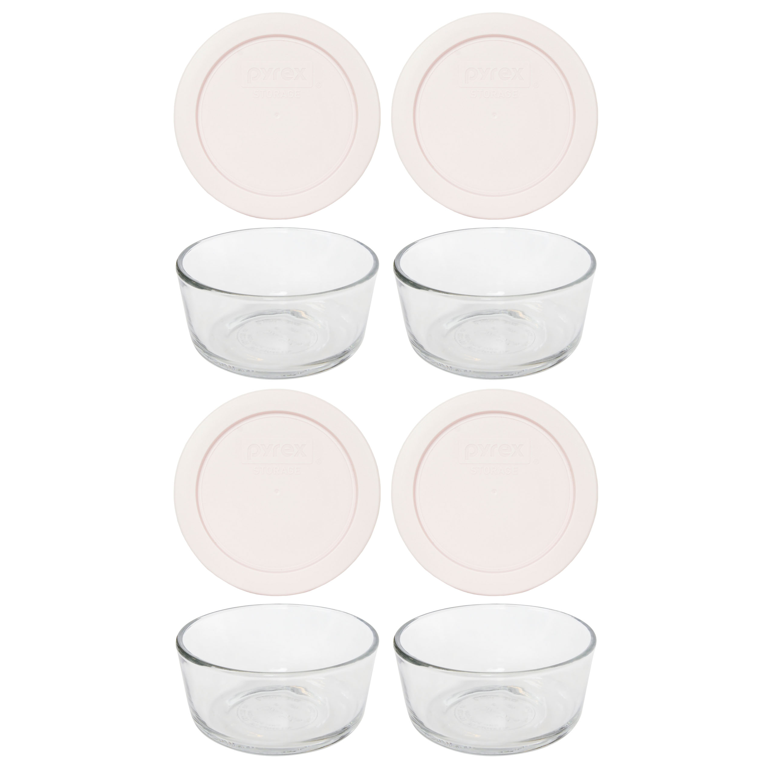 Pyrex 7200 2-Cup Glass Storage Bowl and 7200-PC 2-Cup Nouveau Pink ...