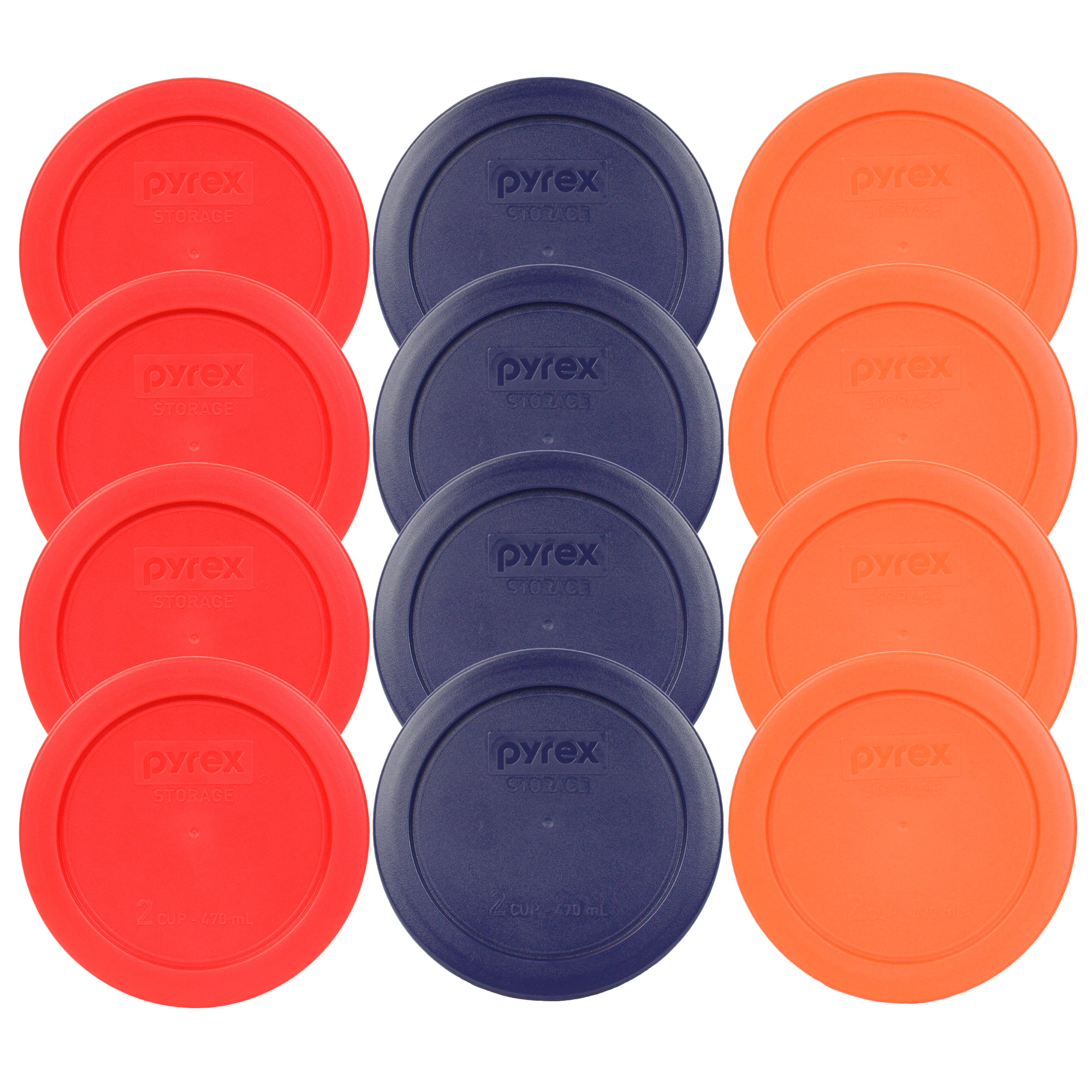 Pyrex 7200-PC (4) Dark Blue, (4) Orange, and (4) Red Plastic ...