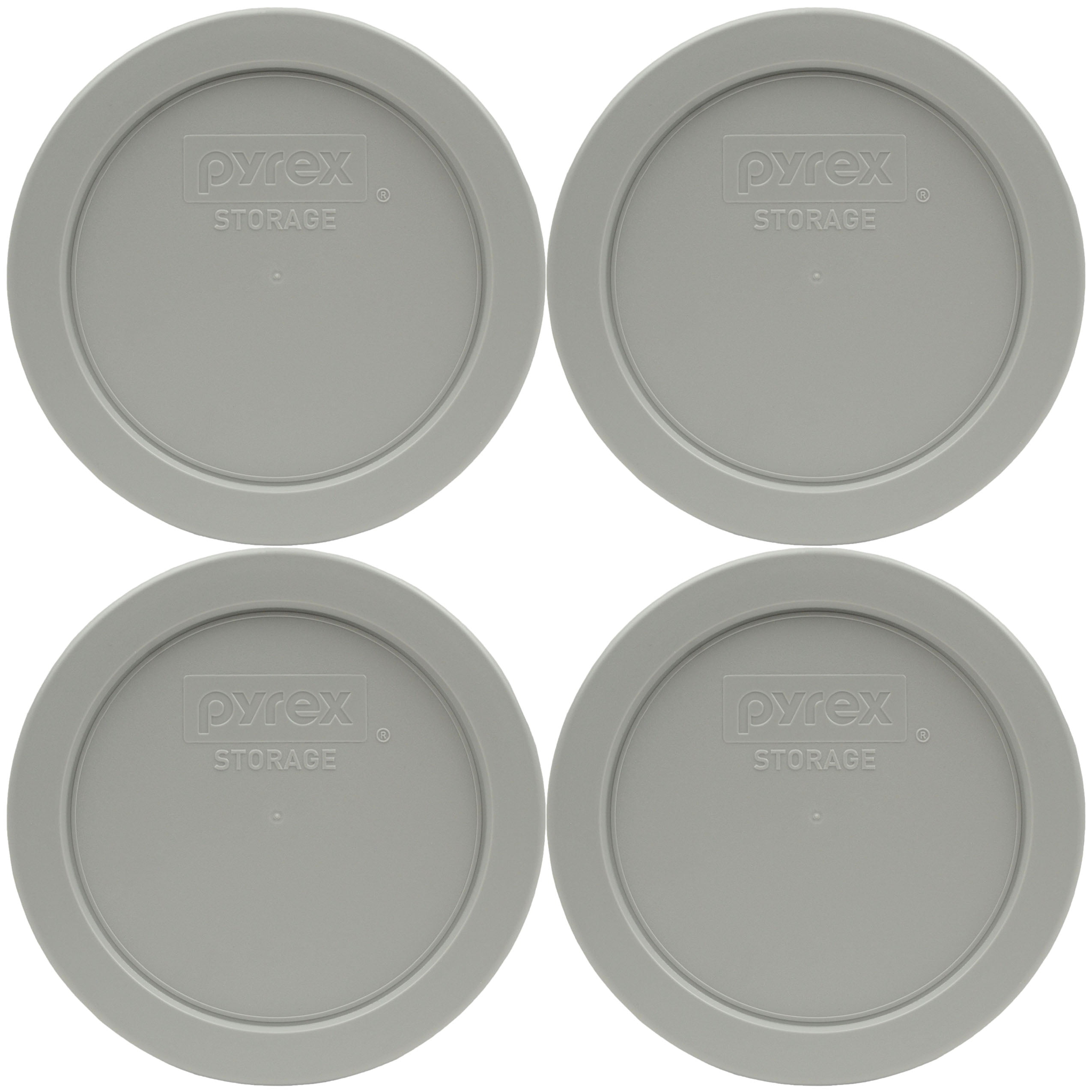 Pyrex 7200-PC Jet Gray Round Plastic Storage Replacement Lid Cover (4 ...