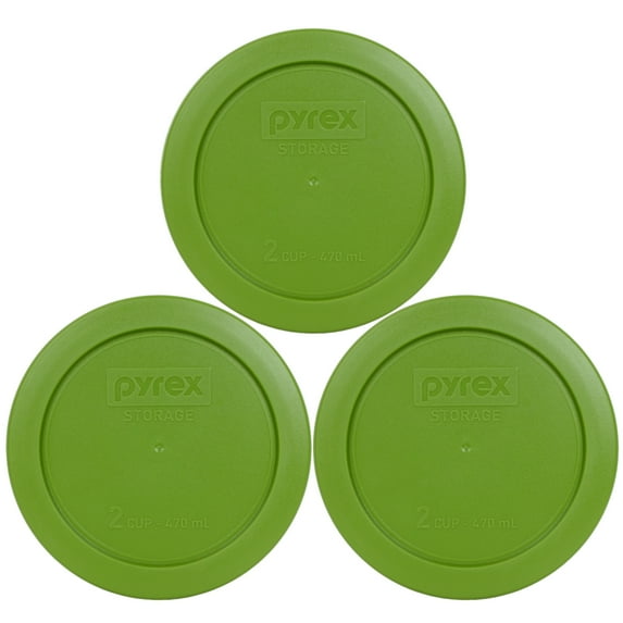 Pyrex Lawn Green Storage Lids, 7200-PC Replacement Covers, 2-Cup, 3 ...