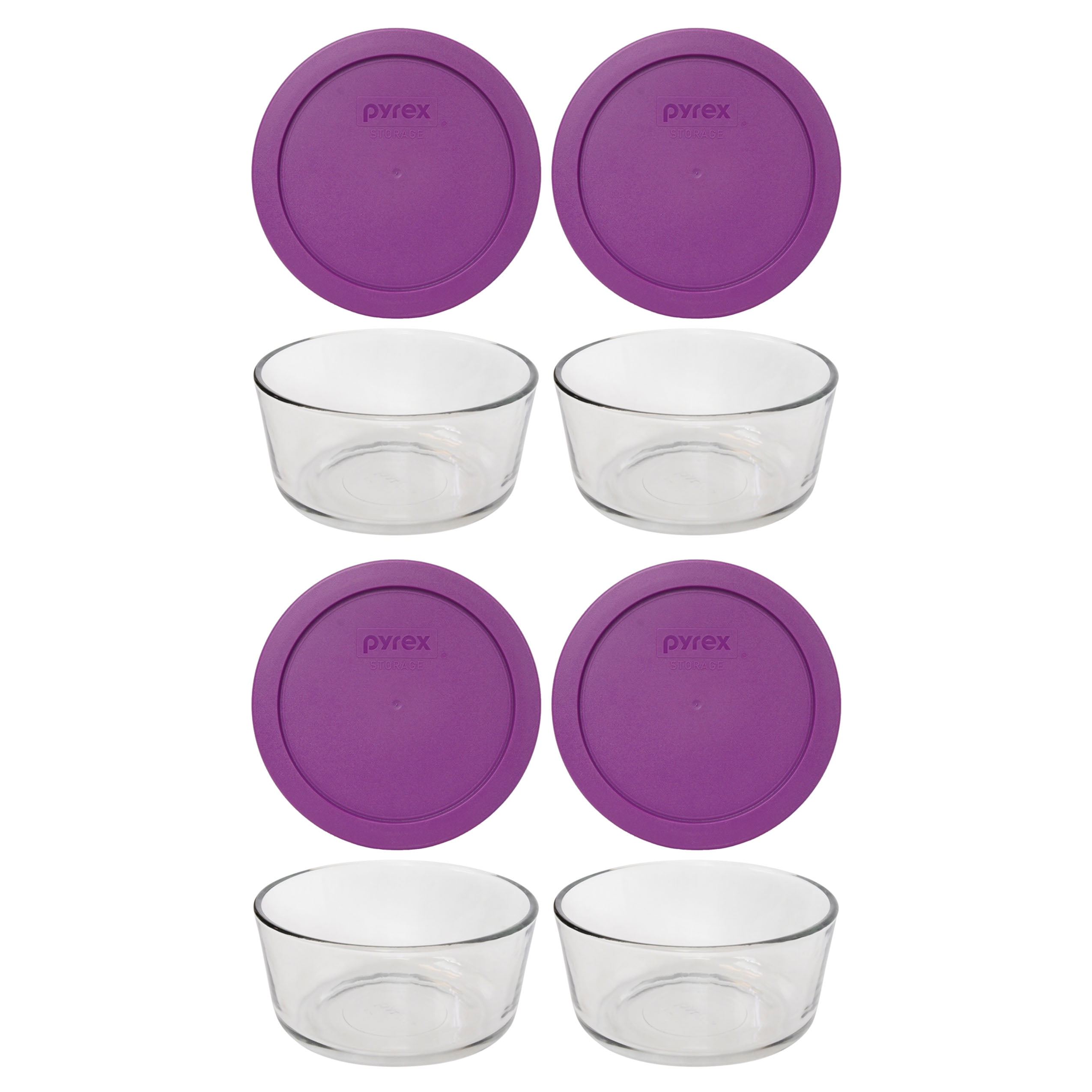 Pyrex 7201 4-Cup Glass Food Storage Container w/ Thistle Purple Lid (4 ...