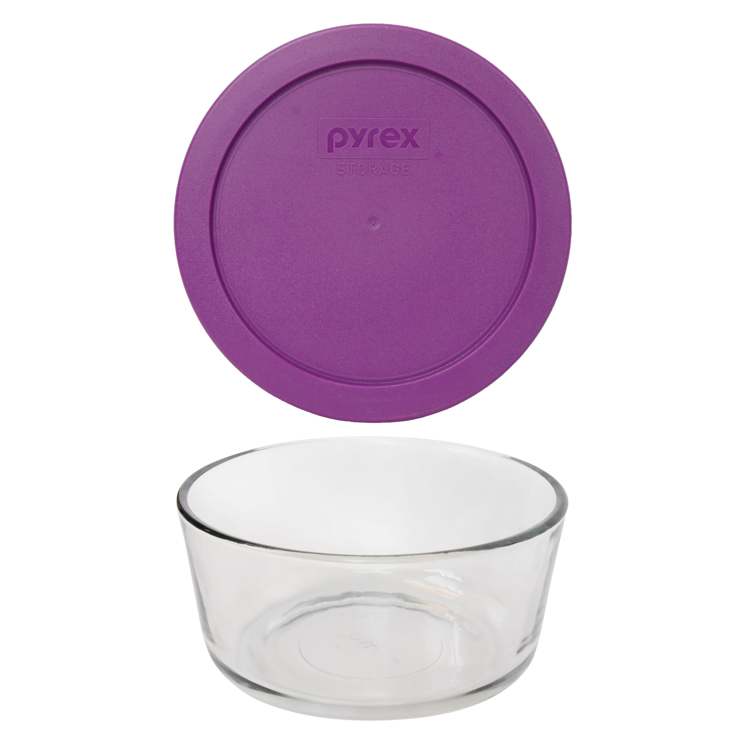 Pyrex 7201 4-Cup Round Glass Storage Bowl with 7201-PC Thistle Purple ...