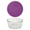 Pyrex 7201 4-Cup Round Glass Storage Bowl with 7201-PC Thistle Purple ...