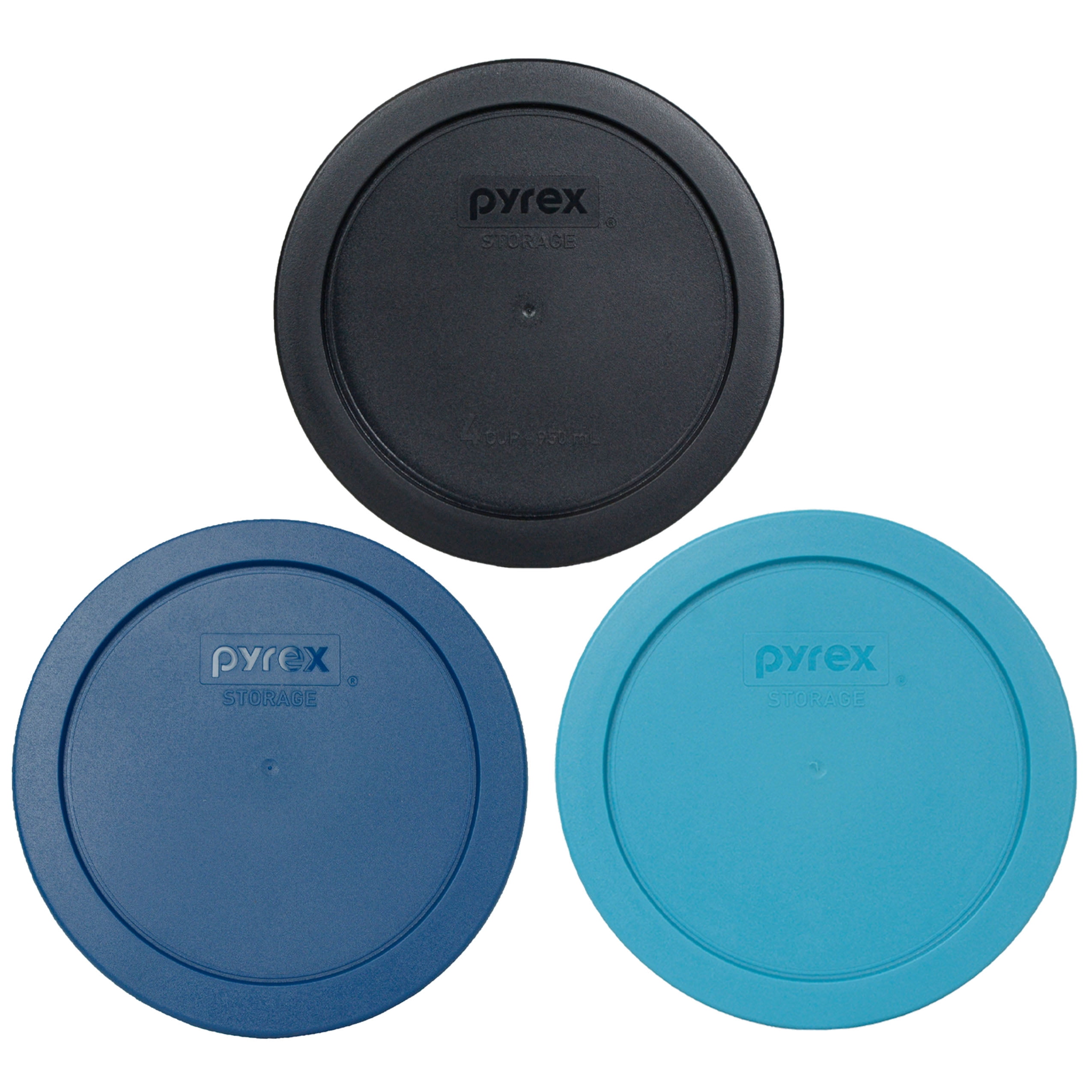 Pyrex 7201-PC Teal Blue, Blue Spruce, and Black Plastic Food Storage ...