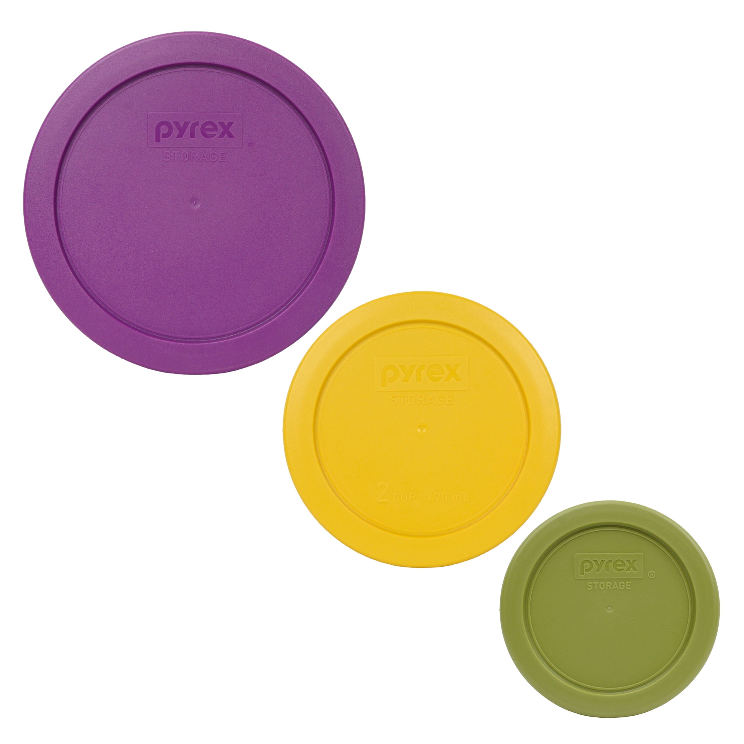 Pyrex 7201-PC Thistle Purple, 7200-PC Butter Yellow, 7202-PC Olive ...