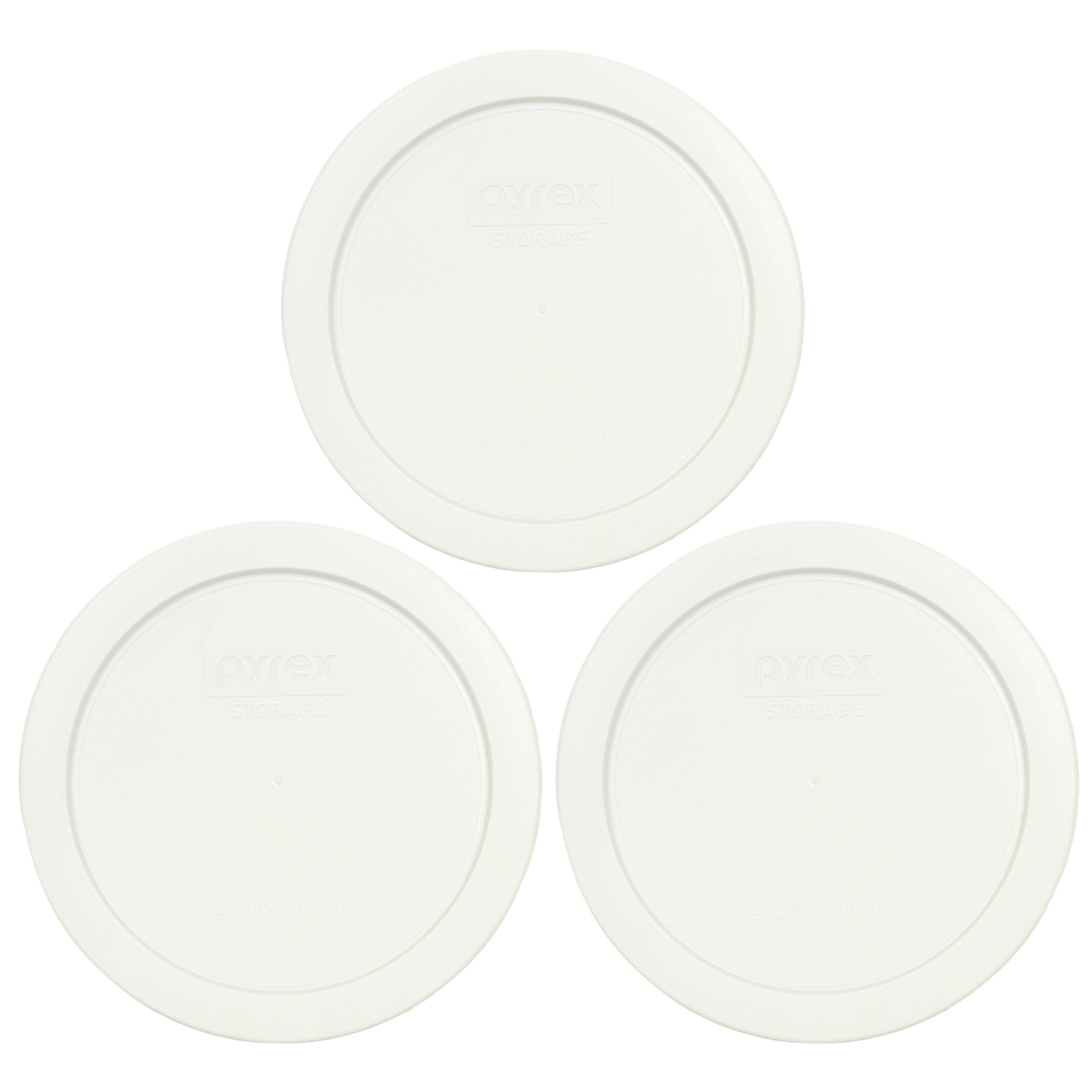 Pyrex 7201-PC White Plastic Round Food Storage Replacement Lid (3-Pack ...