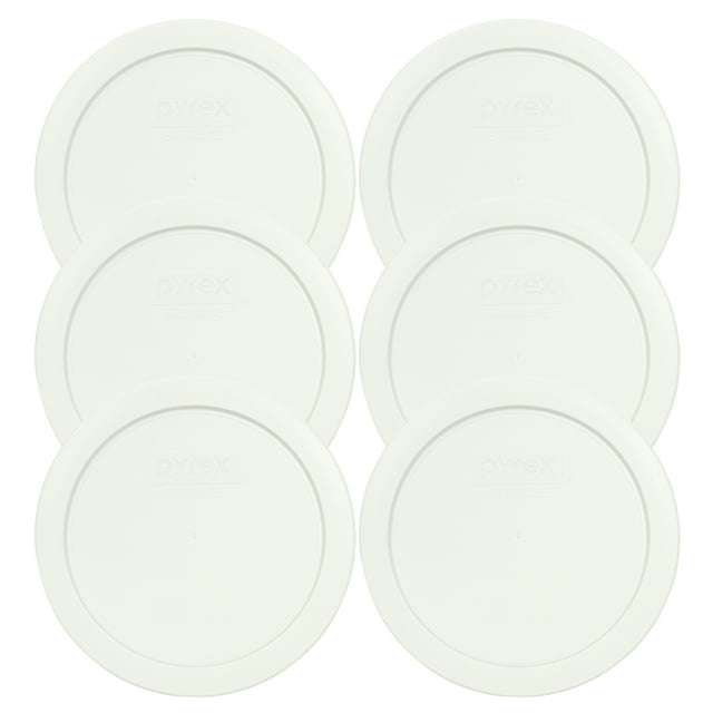 Pyrex 7201-PC White Round Plastic Storage Replacement Lid Cover (6-Pack ...