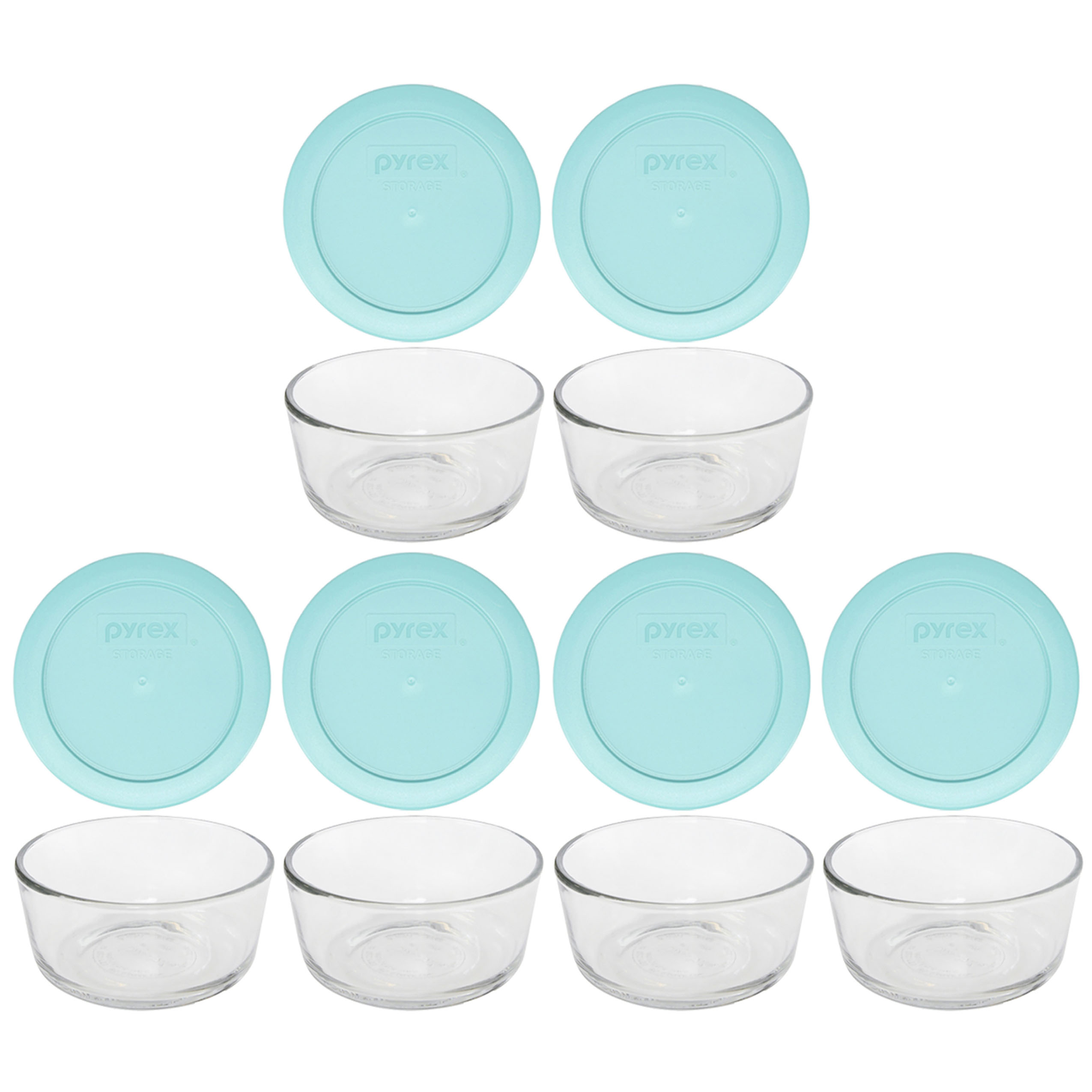 Pyrex 7201 Glass 4-Cup Food Storage Bowl and 7201-PC 4-Cup Turquoise ...