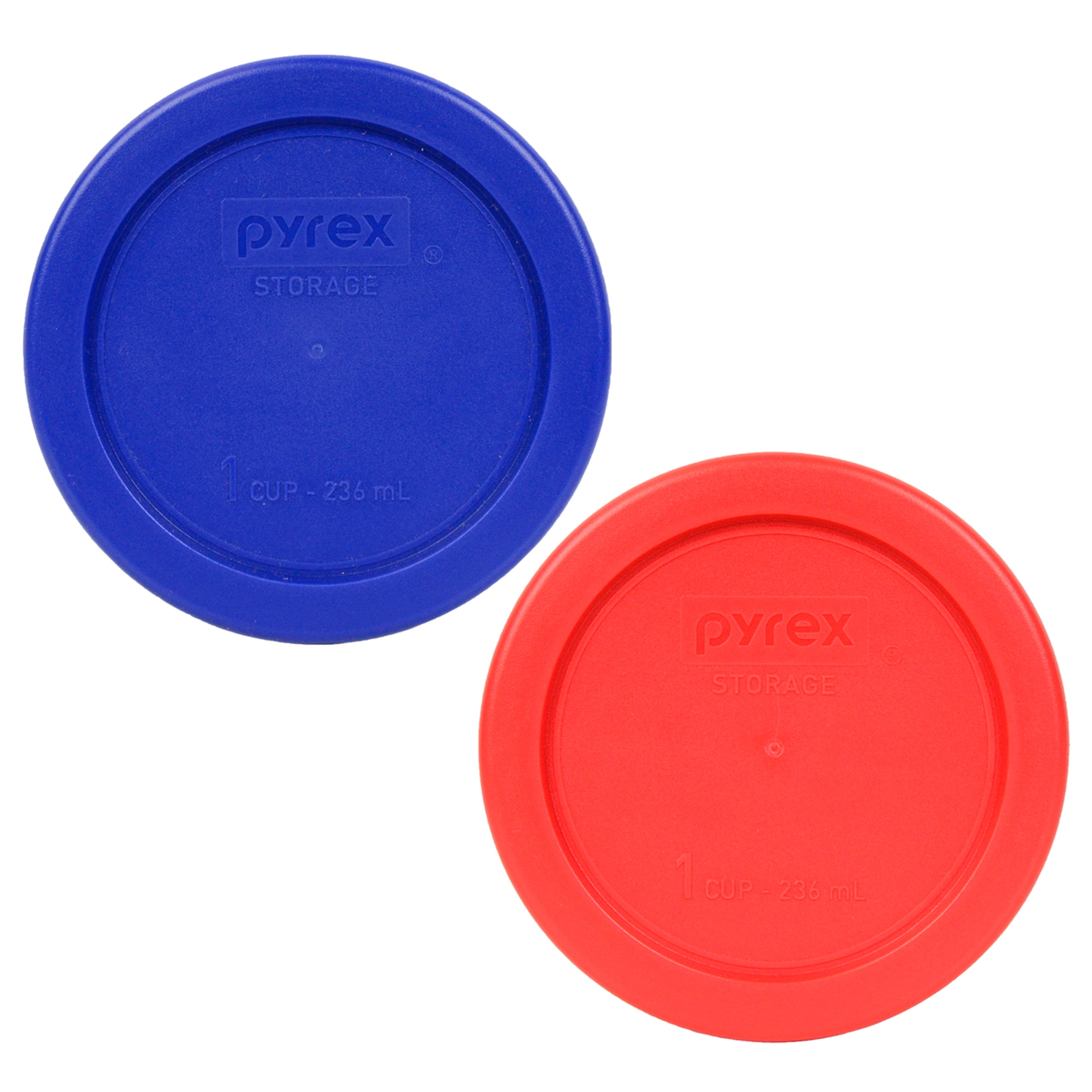 Pyrex 7202-PC Cadet Blue and Red Plastic Storage Replacement Lids ...