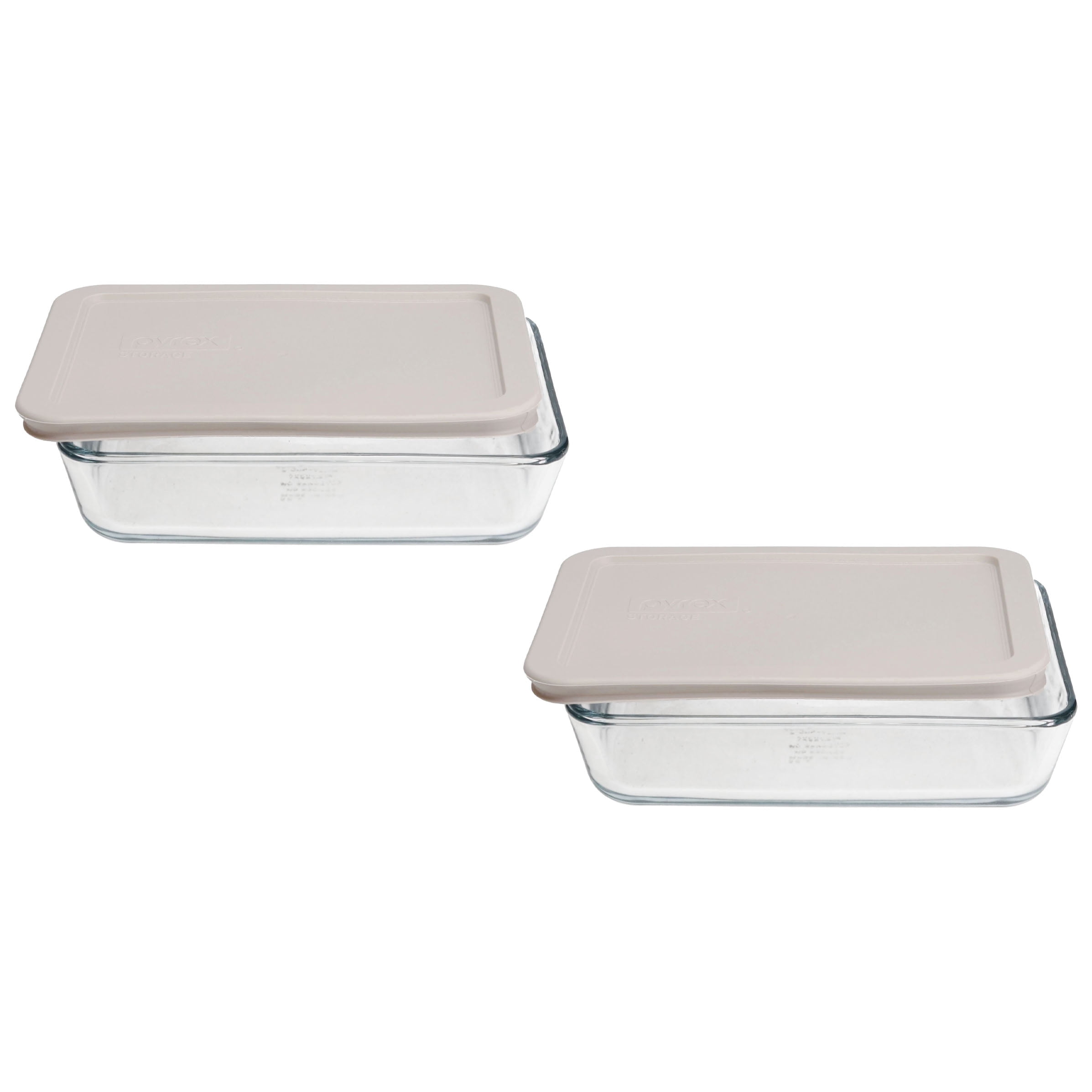 Pyrex 7210 3-Cup Glass Dish & 7210-PC Warm Stone Gray Food Storage Lid ...