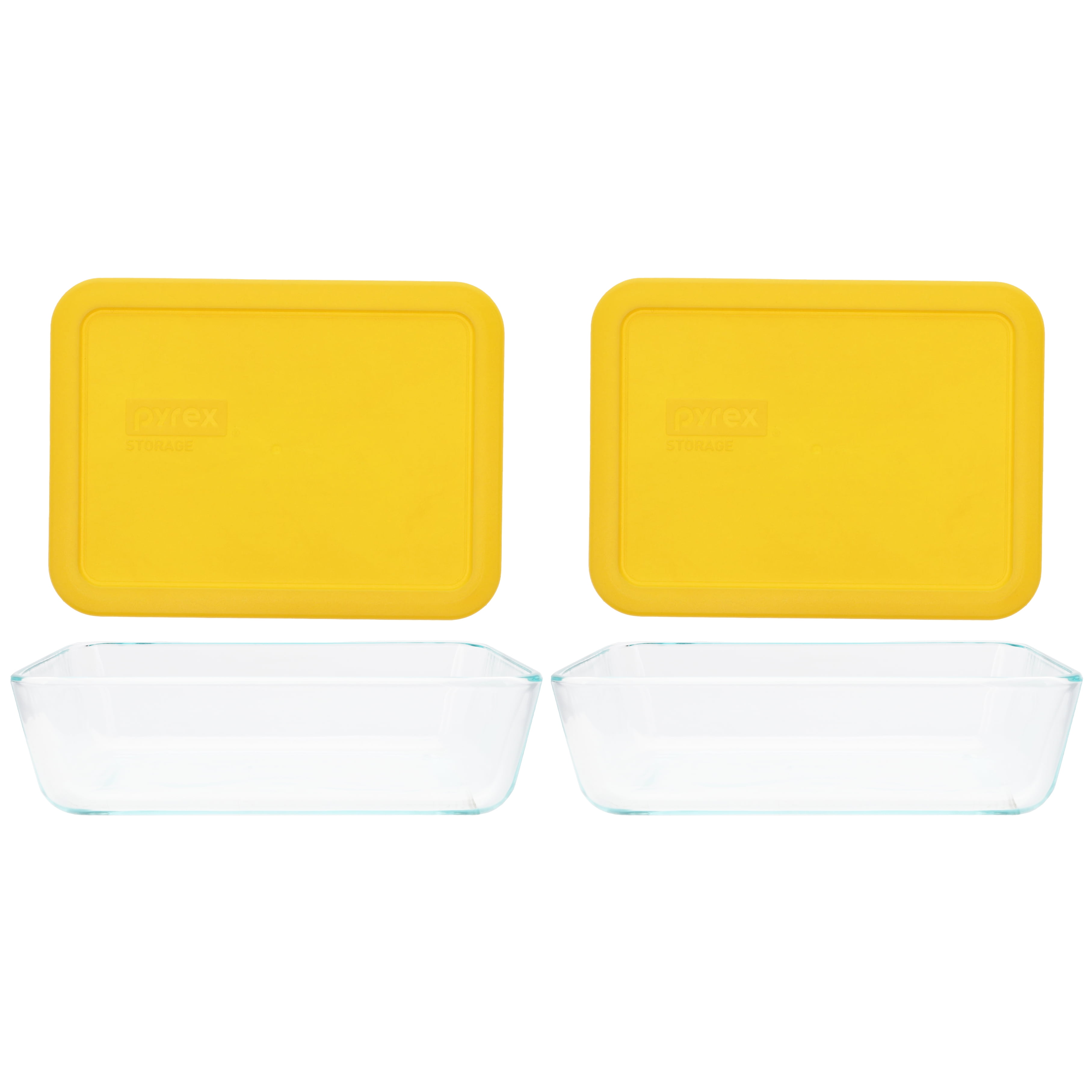 Pyrex 7210 3-Cup Glass Dish with 7210-PC 3-Cup Lemon Yellow Lid (2-Pack) - Walmart.com