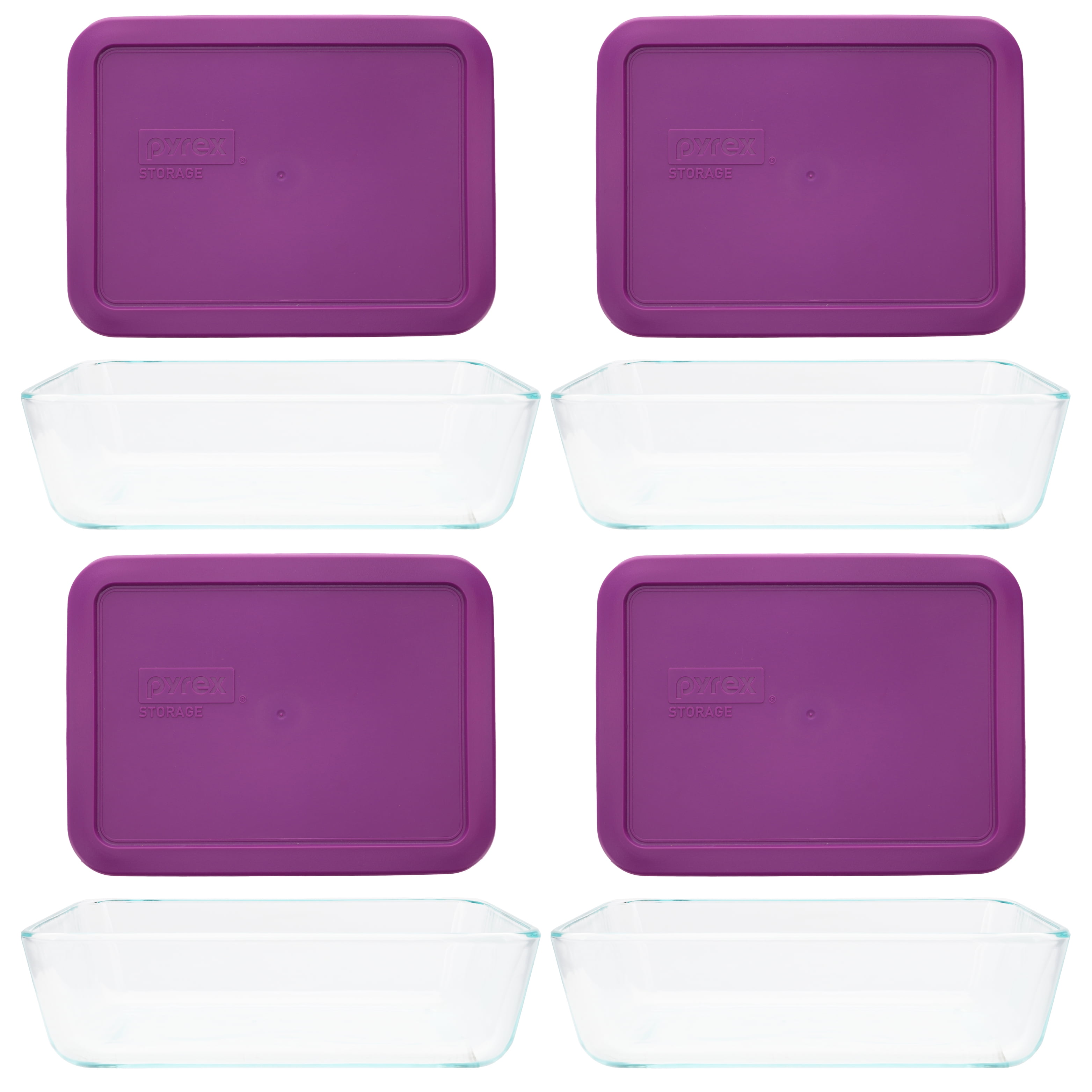 Pyrex 7210 3-Cup Glass Dish with 7210-PC 3-Cup Thistle Purple Lid (4 ...